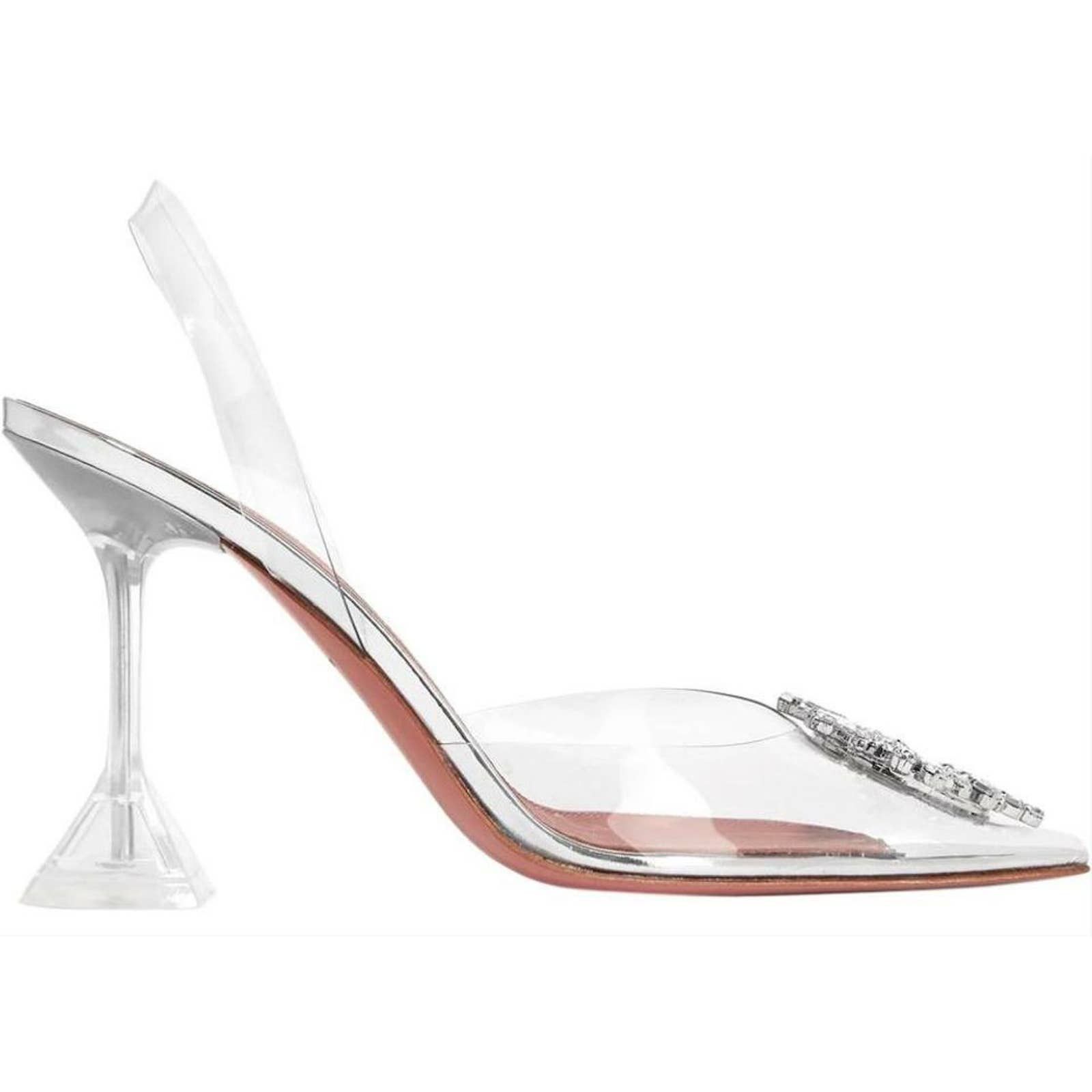 Amina Muaddi Amina Muaddi Begum Glass PVC Crystal Transparent Sandal ...