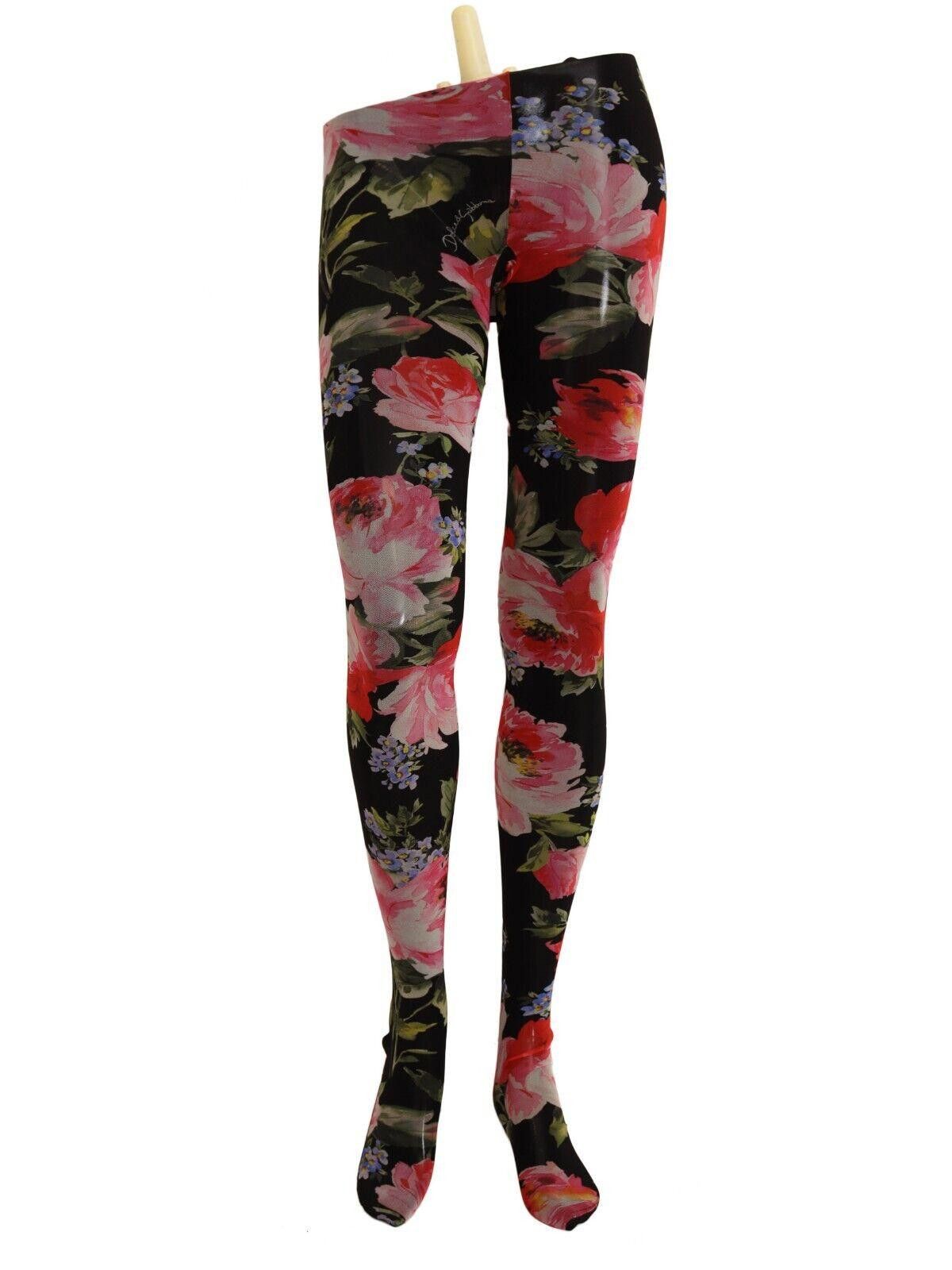 Dolce & Gabbana Black Floral Print Tights Nylon Stockings | Grailed