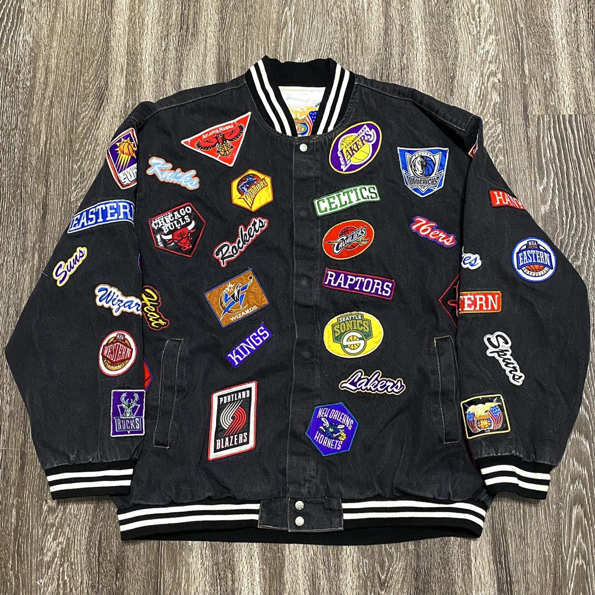 Jeff Hamilton × NBA × Vintage Vintage 2000’s Jeff Hamilton Denim Bomber ...