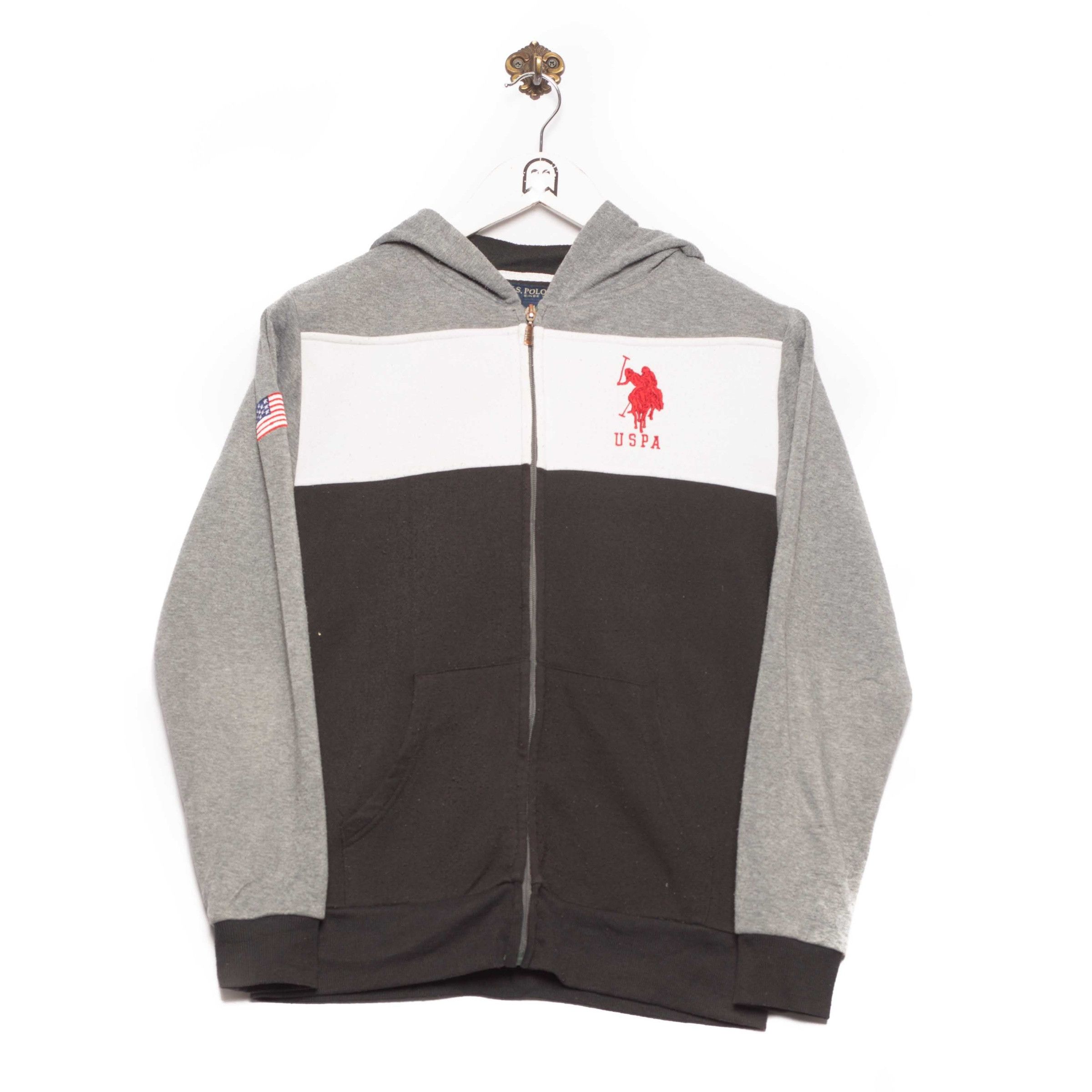Vintage USPA Hoodie Zip Up Look Grey/Black | Grailed