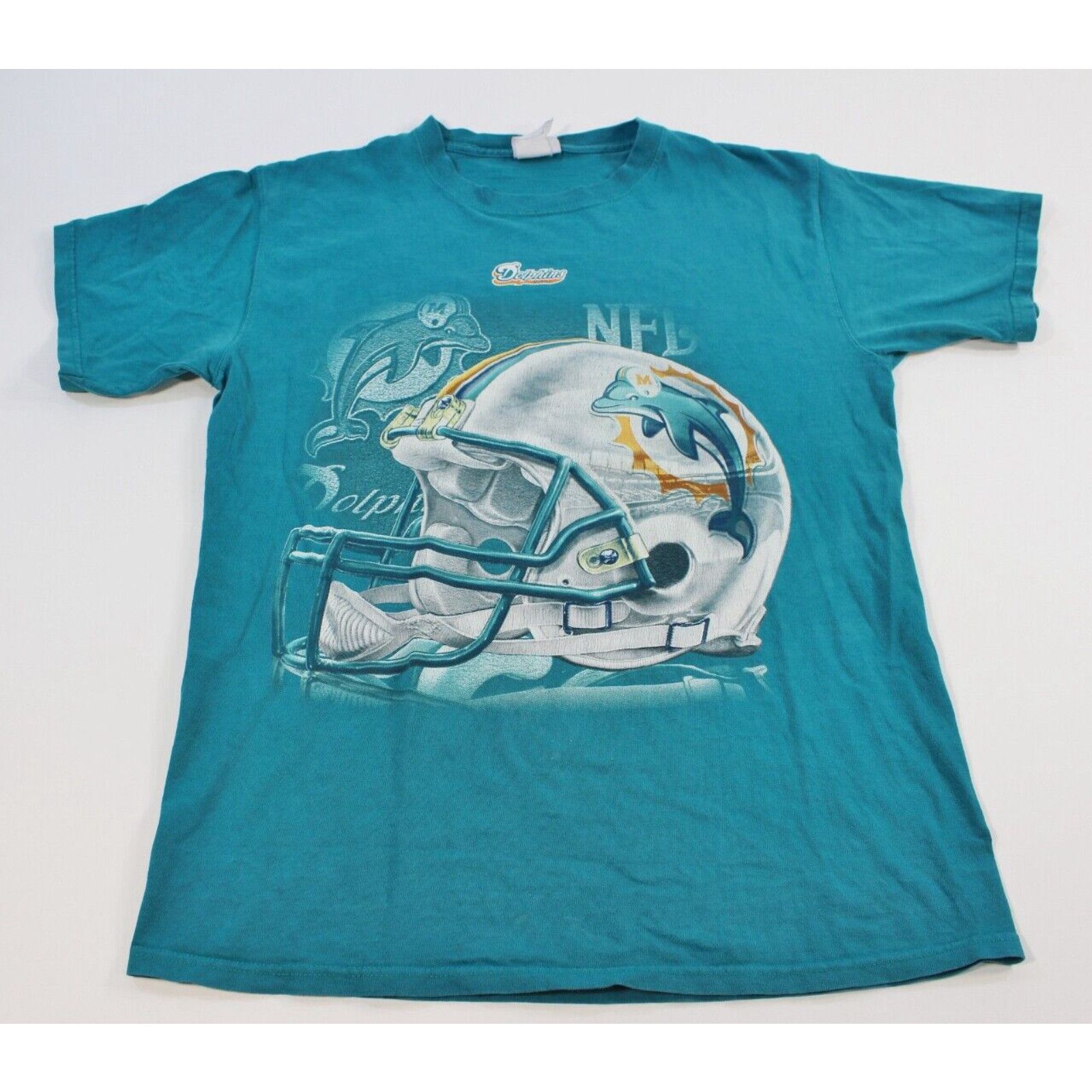 NFL VTG Miami Dolphins NFL Football Shirt Big Retro Logo Helmet Faded ...