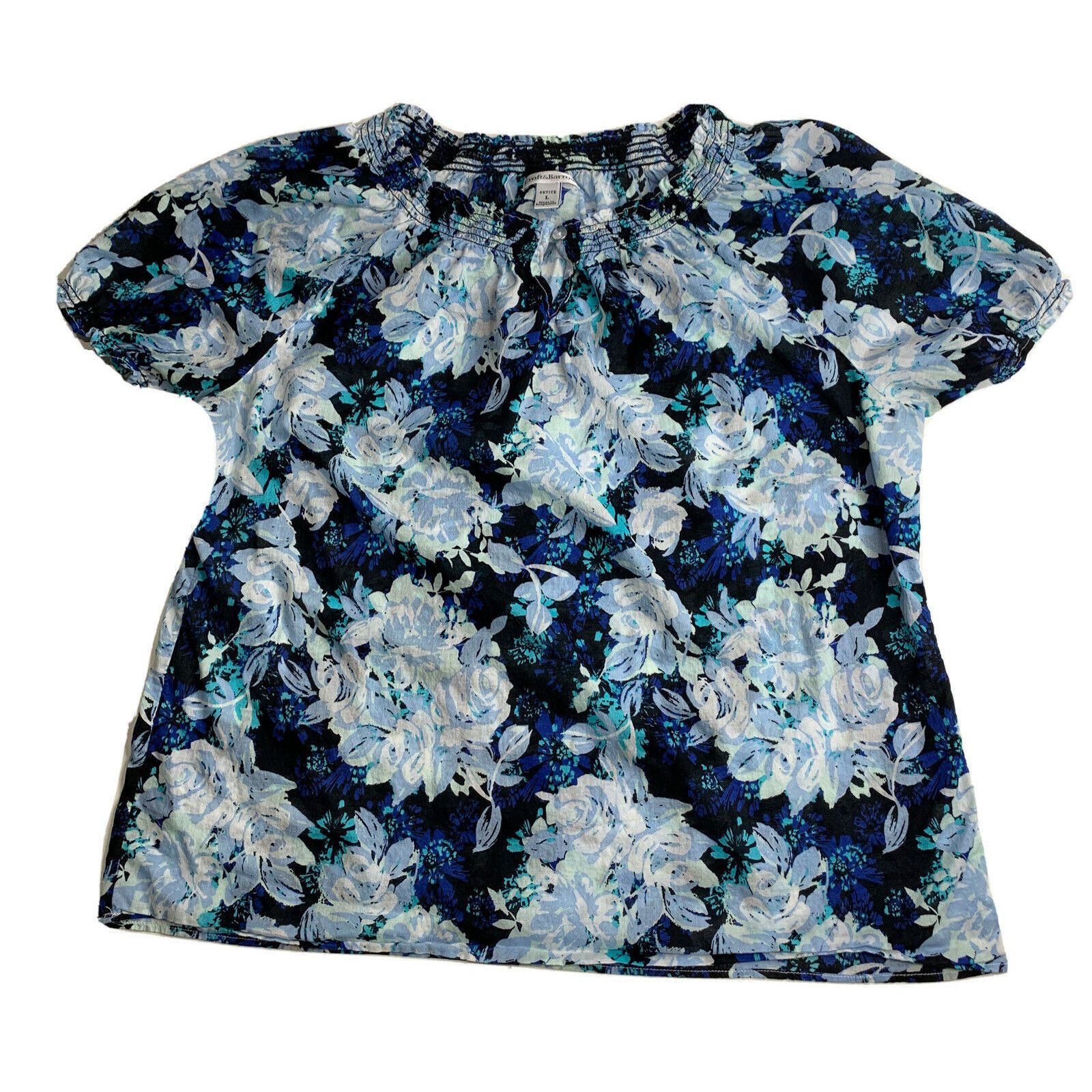 Croft & Barrow Croft Barrow Top Womens Petite L Blue Floral Short ...