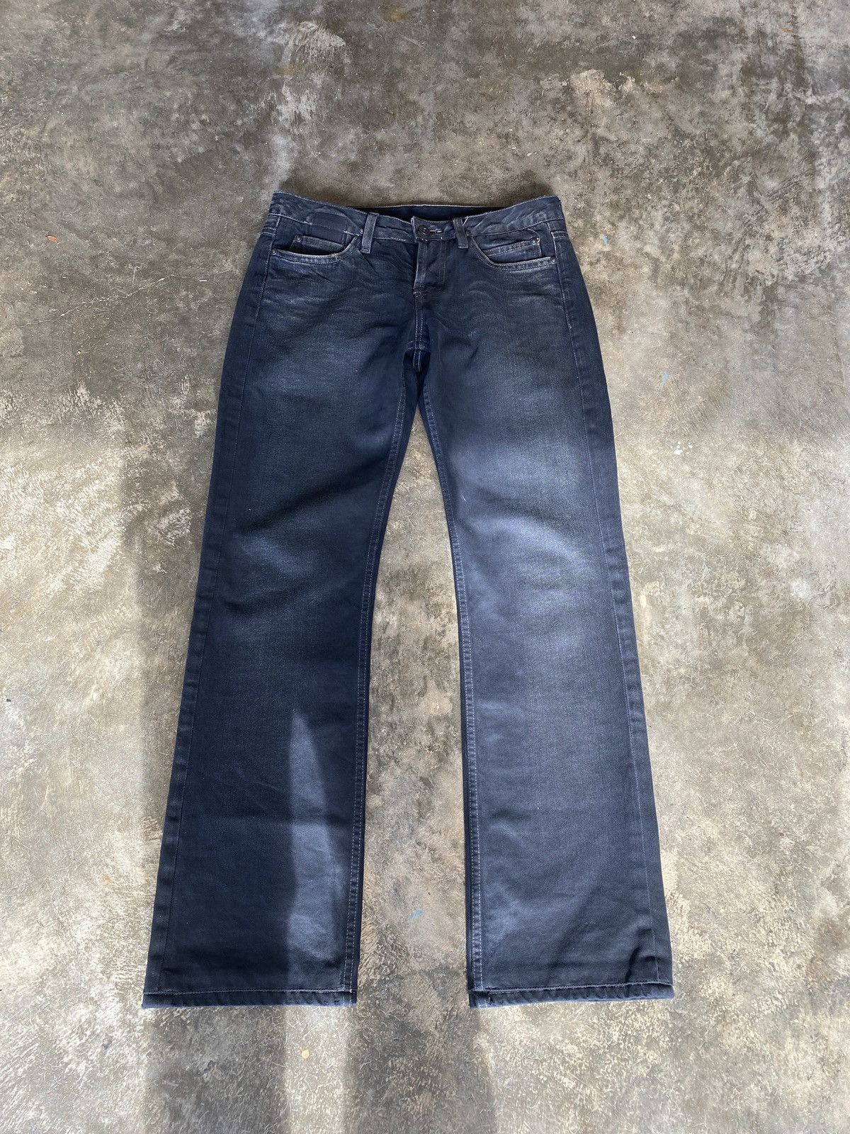 Rick Owens Rick Owens Black Waxed Slab Denim Size 28 | Grailed