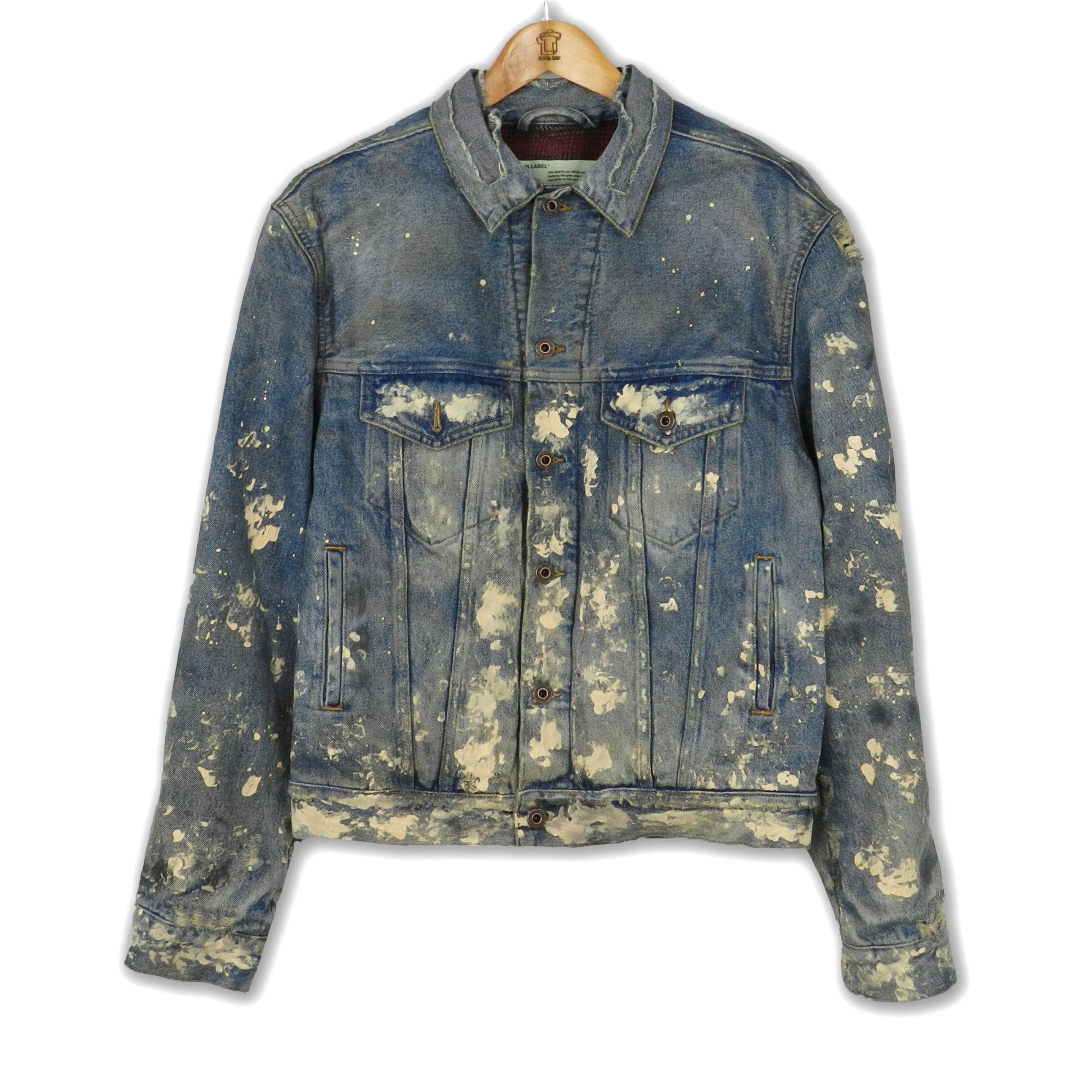 Off-White Off white paint splatter denim jacket | Grailed