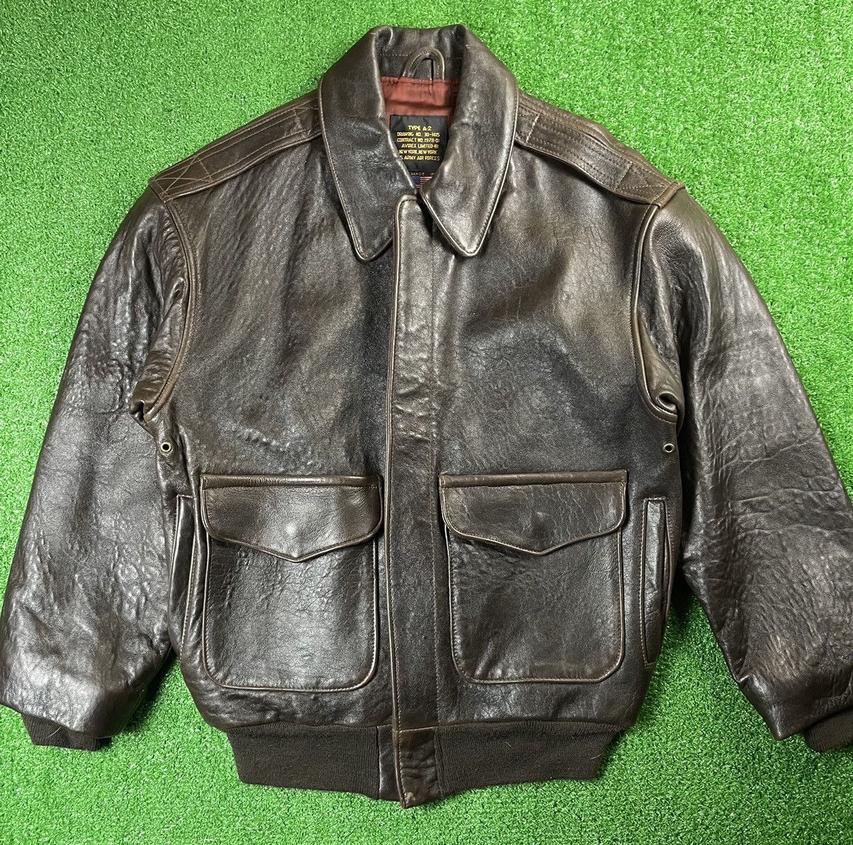 Vintage Vintage 90s Avirex A2 Leather Bomber Flight Jacket USA Brown | Grailed