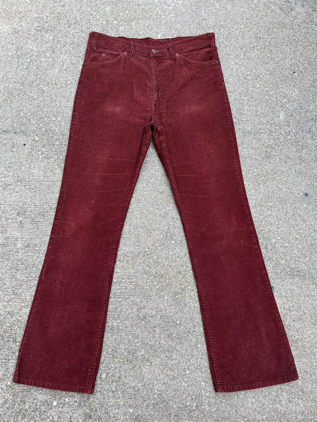 Vintage Vintage 70s Levi’s 517 Fade Maroon Cord Flare Jeans | Grailed