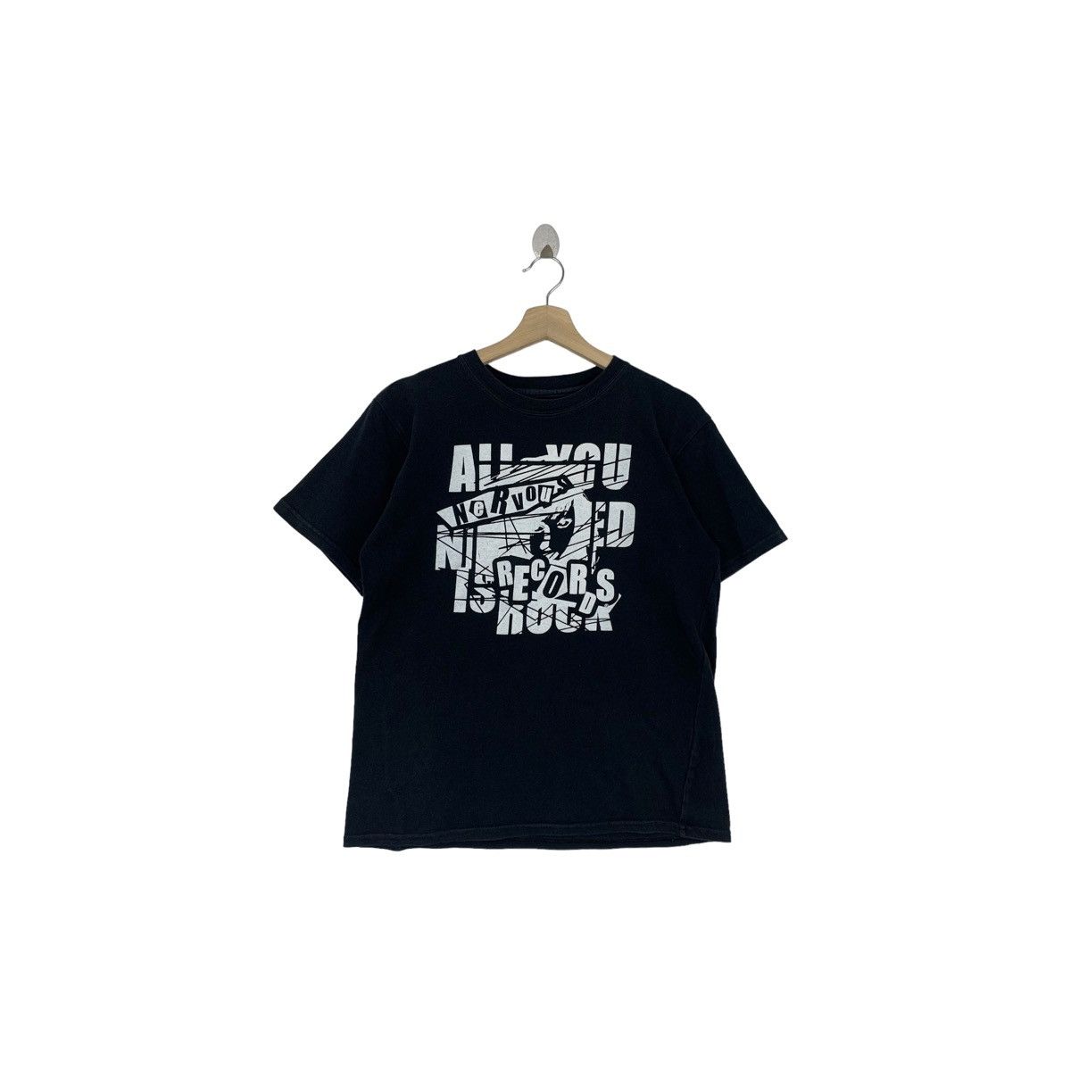 Band Tees × Vintage Rare!!NERVOUS RECORD all you need is rock record ...