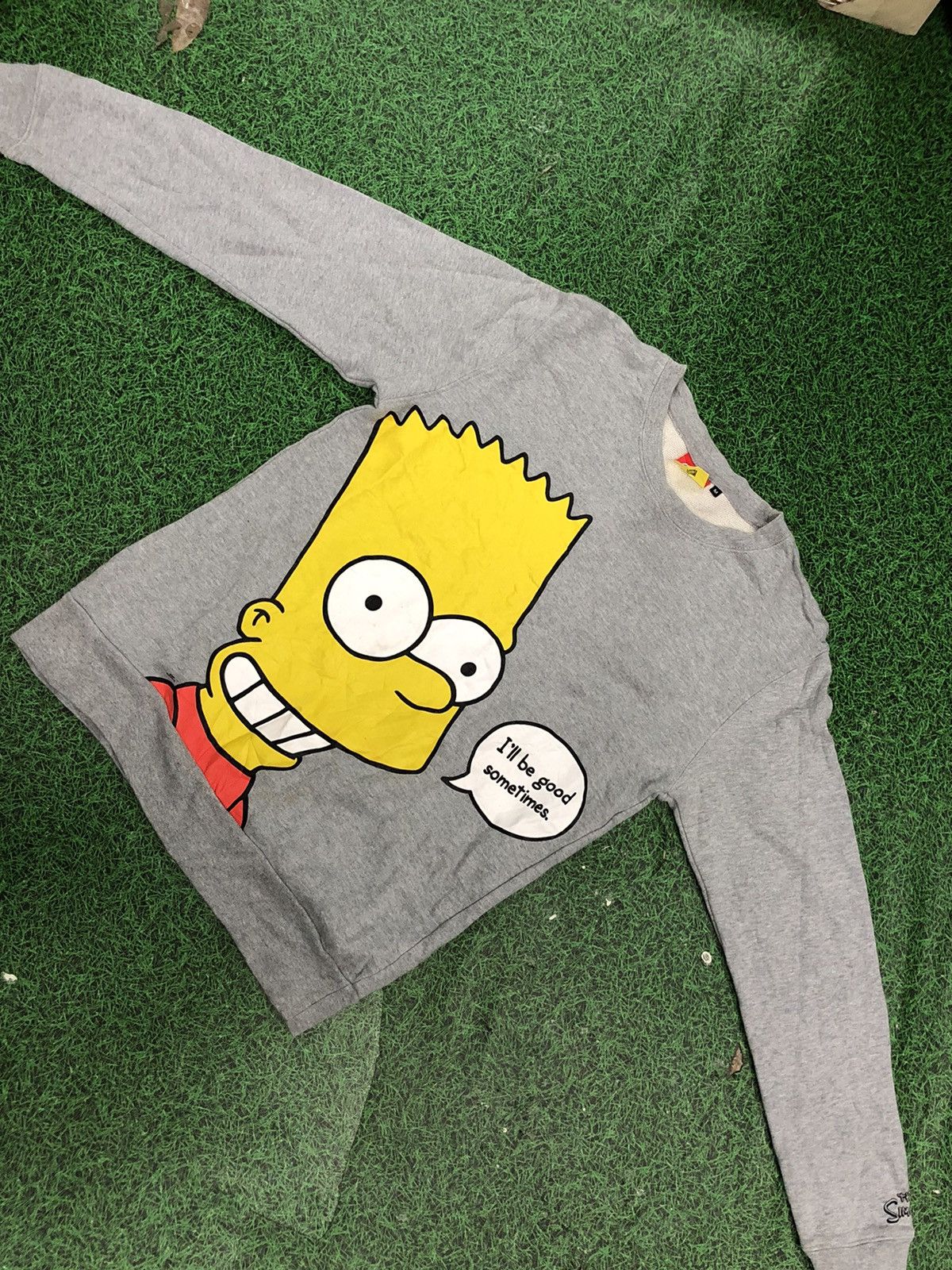 Cartoon Network × Disney × The Simpsons Bart Simpson Biglogo Print Grey ...