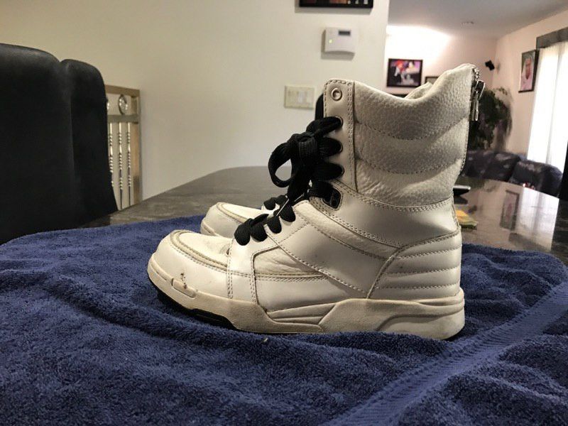 Diet Butcher Slim Skin DBSS White Leather High Top Sneakers | Grailed