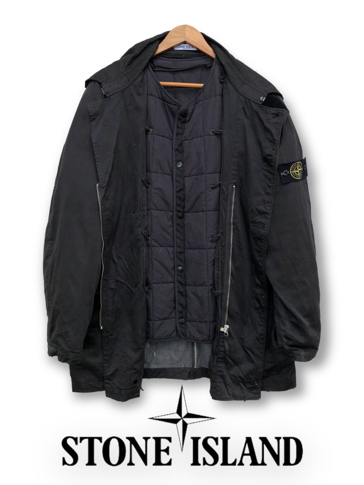 Stone Island 🔥VINTAGE STONE ISLAND AW03 RASO GOMMATO ROPE TRENCH COAT ...
