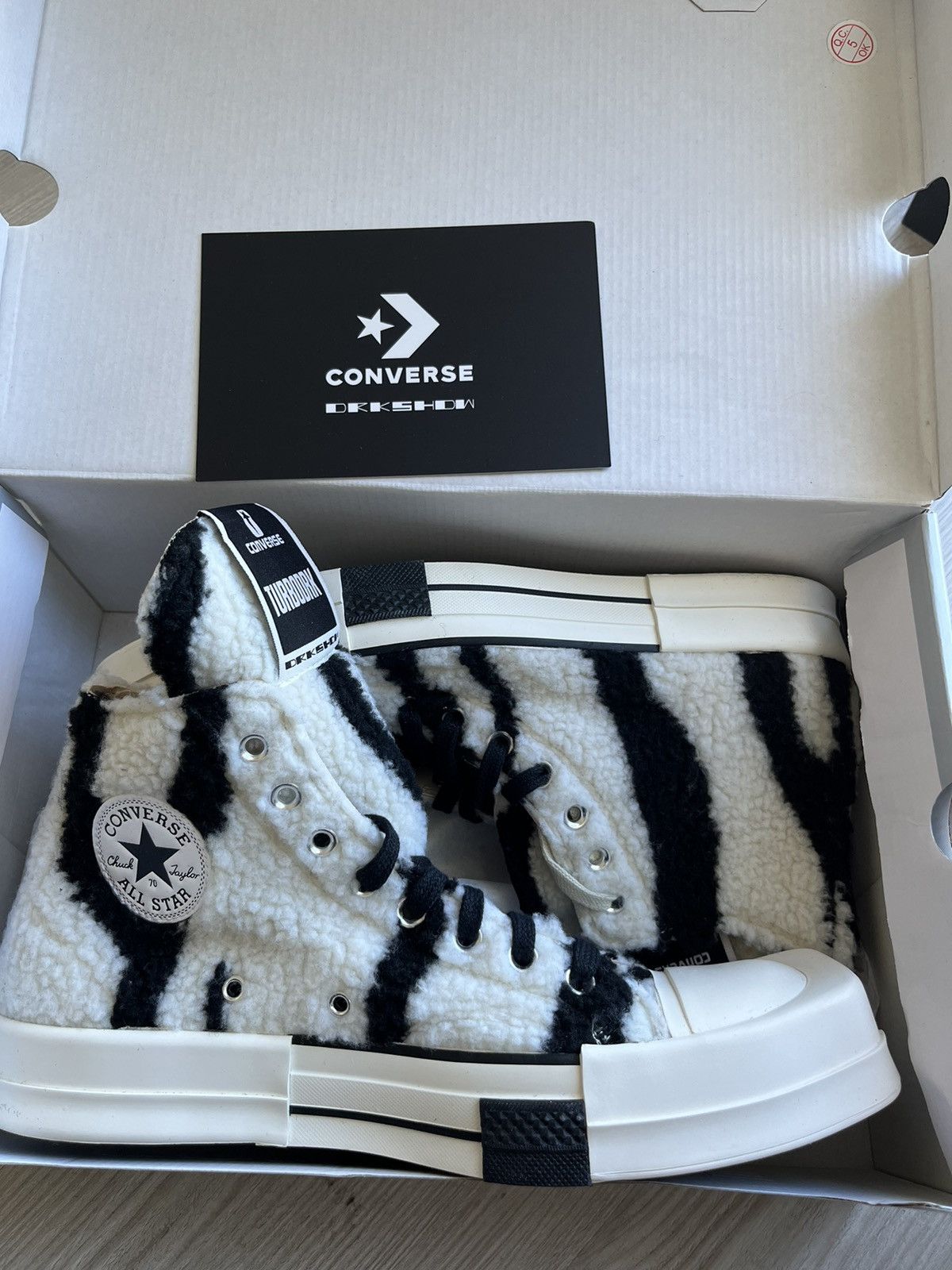 Rick Owens Converse x Rick Owens Zebra TURBODRK CHUCK 70 | Grailed