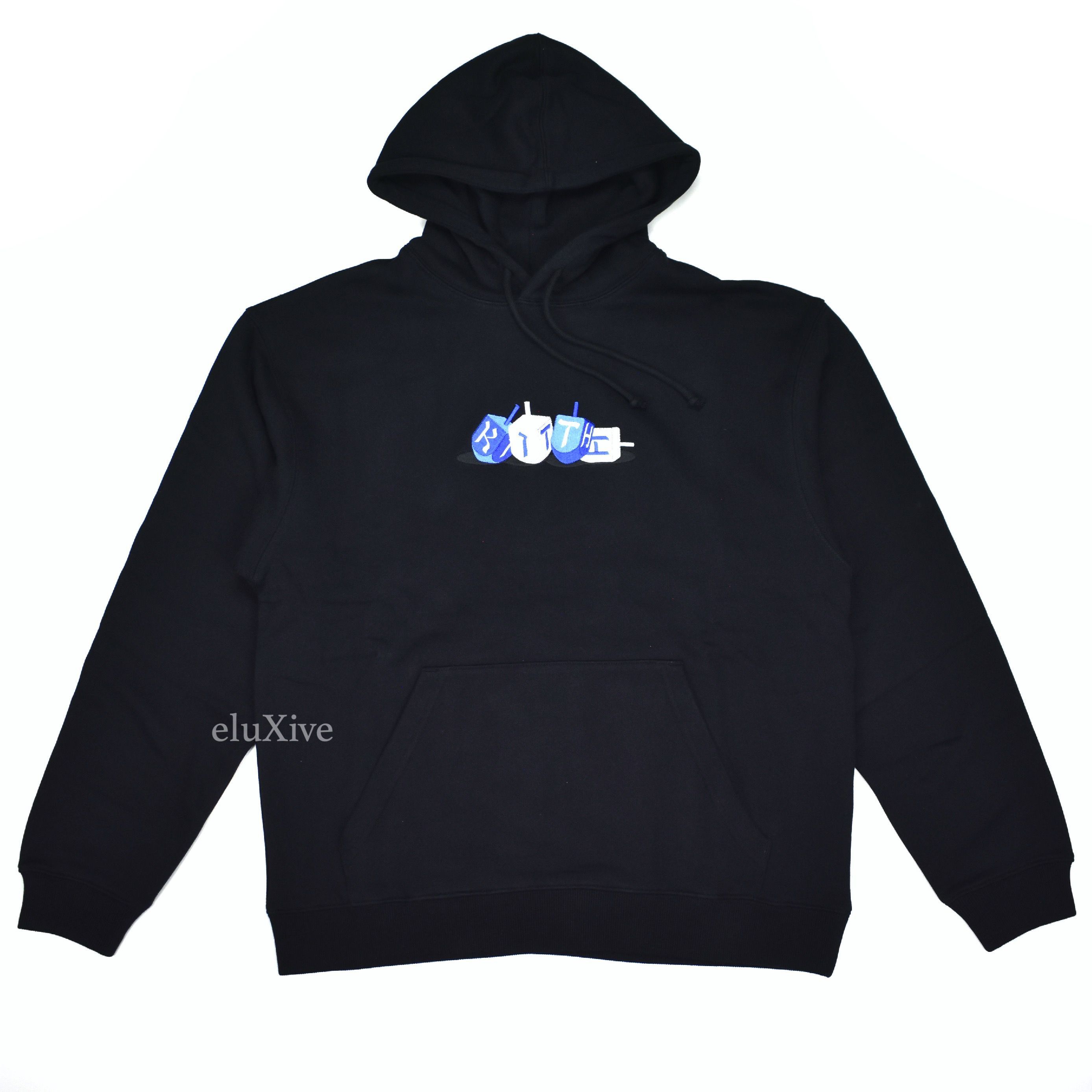 Kith Kith Hanukkah Dreidel Hebrew Logo Hoodie Black DS | Grailed