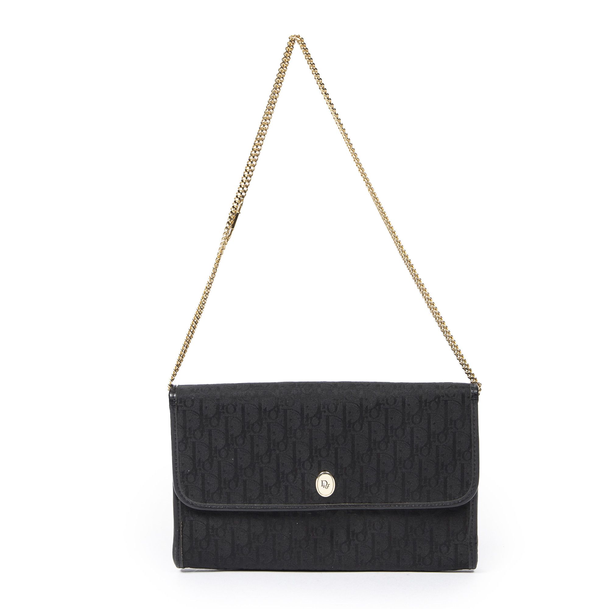 Dior Vintage Small Chain Flap Crossbody in Black Diorissimo Canvas ...