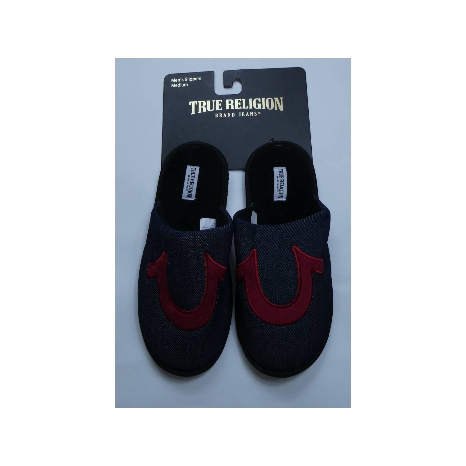 True Religion men's TRUE RELIGION slippers, navy denim, medium, 9-10 ...
