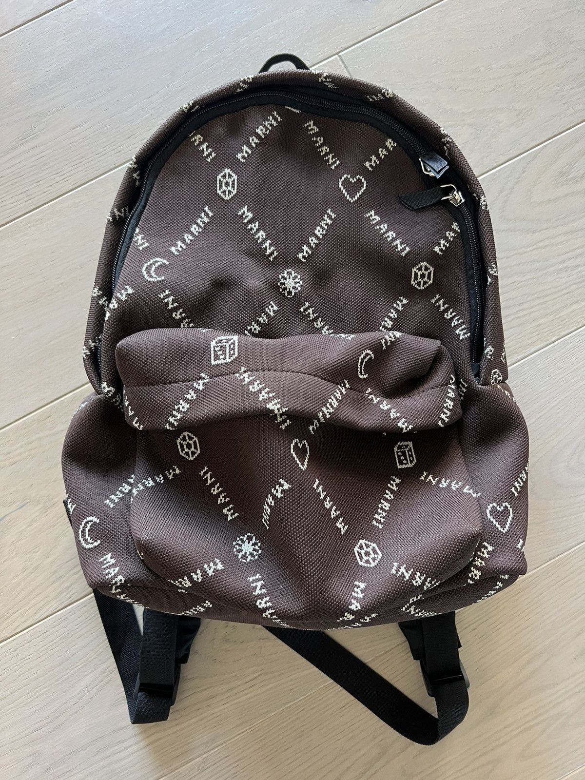 Marni Marni marnigram logo jacquard brown lil uzi backpack | Grailed