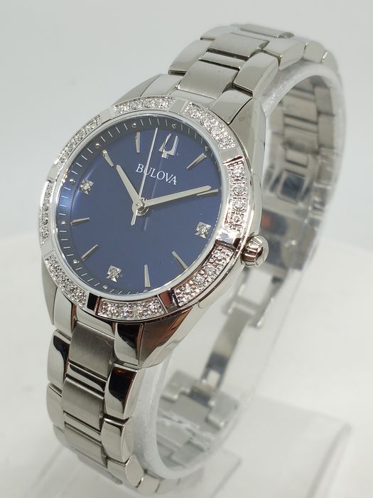 Bulova Bulova 96R243 Women's 32mm Blue MOP + Diamond S/Steel Watch ...