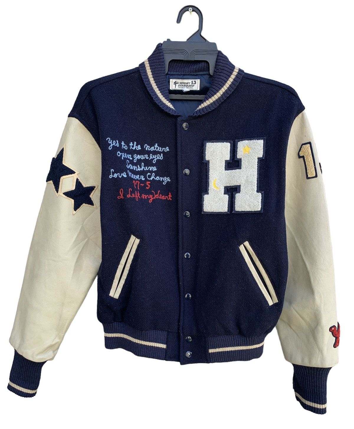 Japanese Brand × Varsity Jacket High Standard 18 Leather Sleeve varsity ...