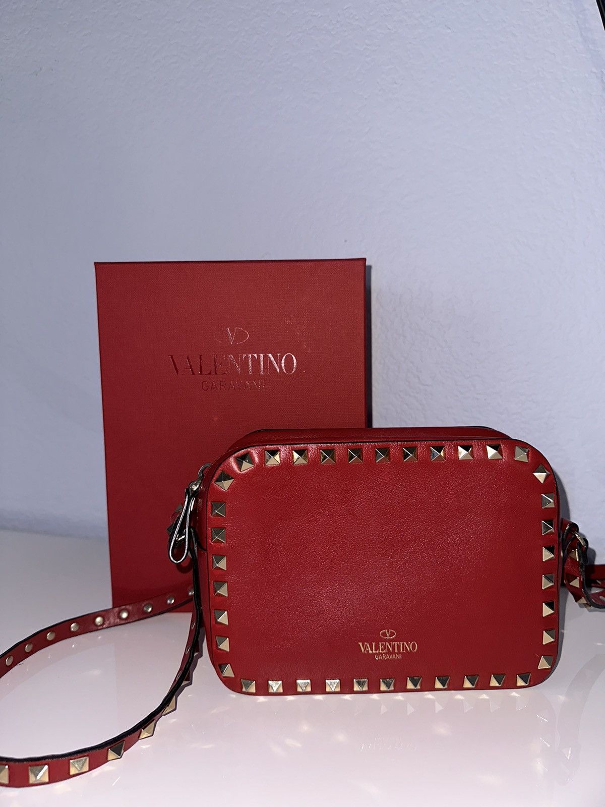 Valentino Valentino red studded crossbody bag | Grailed