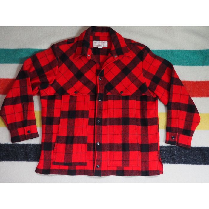 Filson VTG 70s FILSON Red Black Buffalo Plaid Mackinaw Cruiser Wool ...