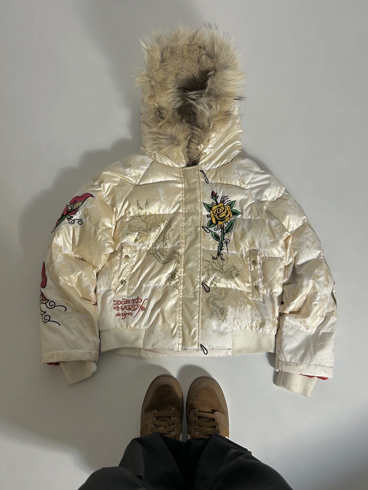 Ed Hardy × Vintage Vintage Ed Hardy Puffer Jacket | Grailed
