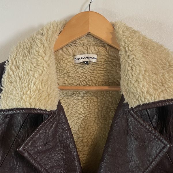 Gosha Rubchinskiy Russian sherpa leather parka Vintage style | Grailed