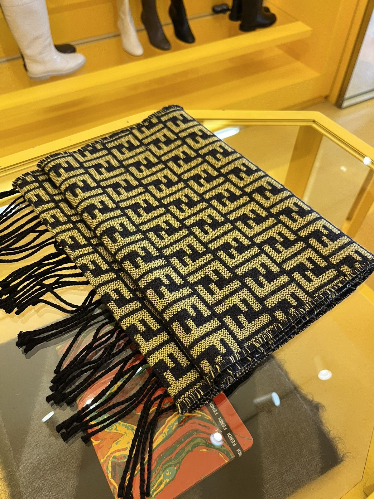Fendi NWT FENDI FF Monogram Wool 70” long Scarf Wrap Men / woman. | Grailed