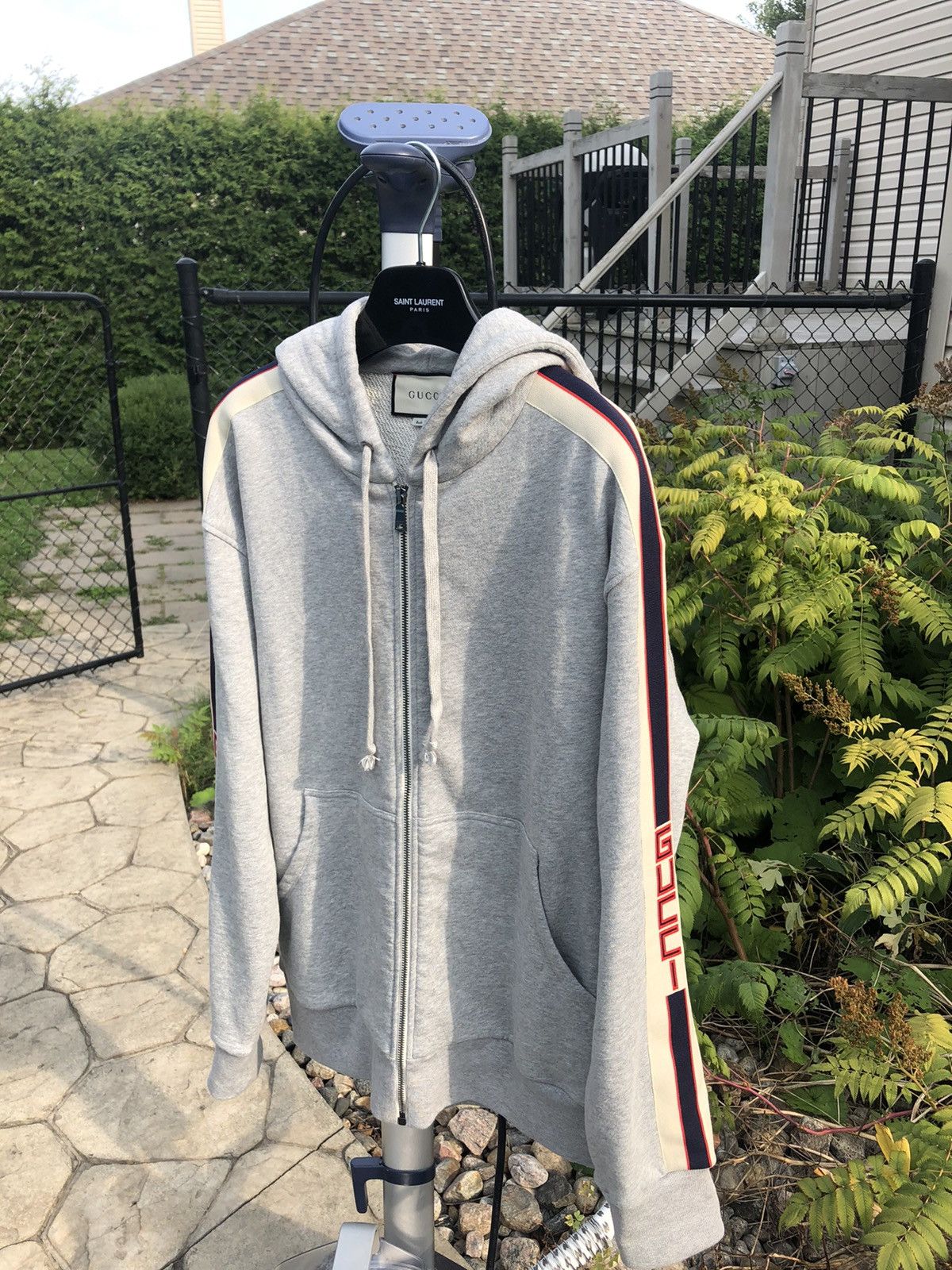 Gucci Gucci grey zip logo hoodie striped XL | Grailed Gucci Gucci grey zip logo hoodie striped XL | Grailed