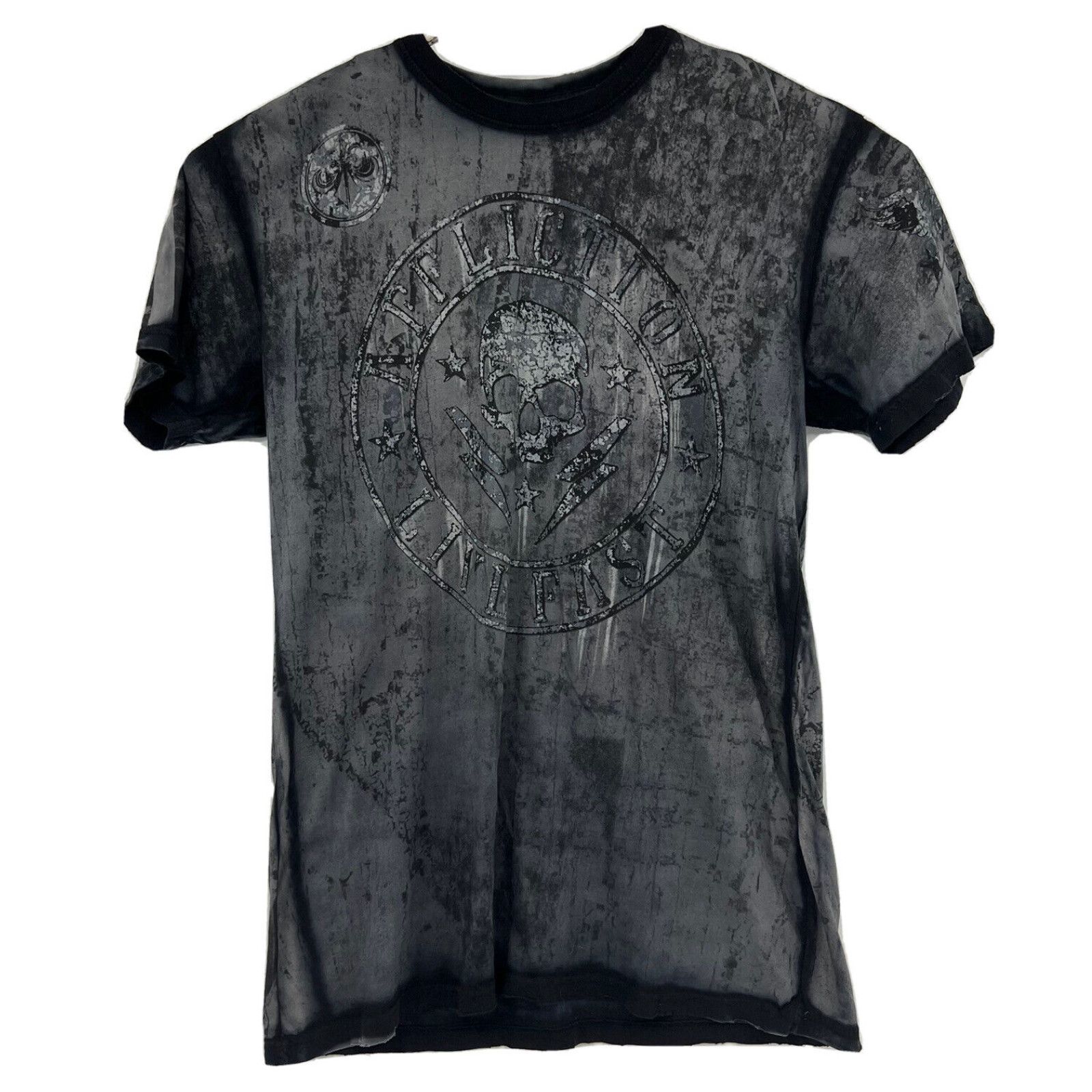 Affliction Affliction Live Fast T Shirt Front & Back Graphic XL Gray ...