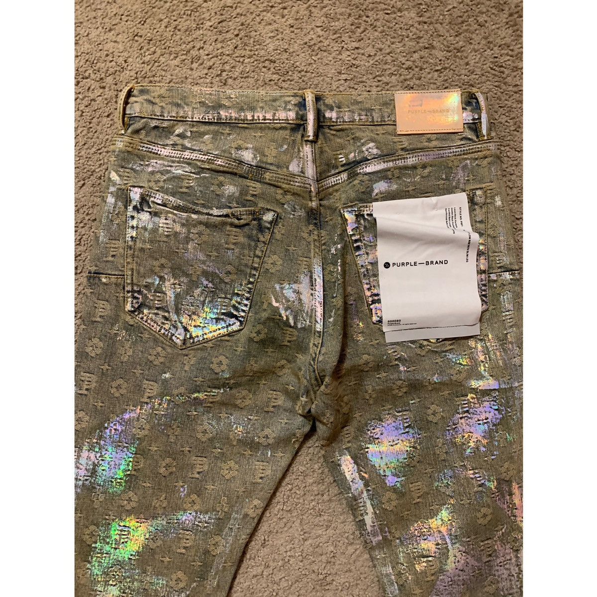 Hype PURPLE BRAND HOLOGRAPHIC MONOGRAM LOGO JEANS | Grailed