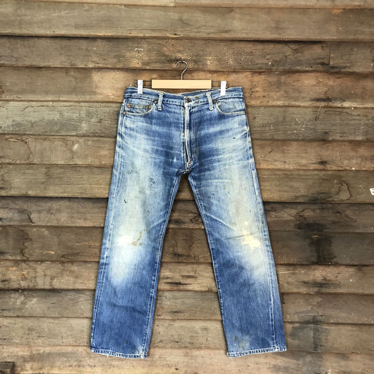 Distressed Denim × Japanese Brand × Streetwear Bison Distressed Faded ...
