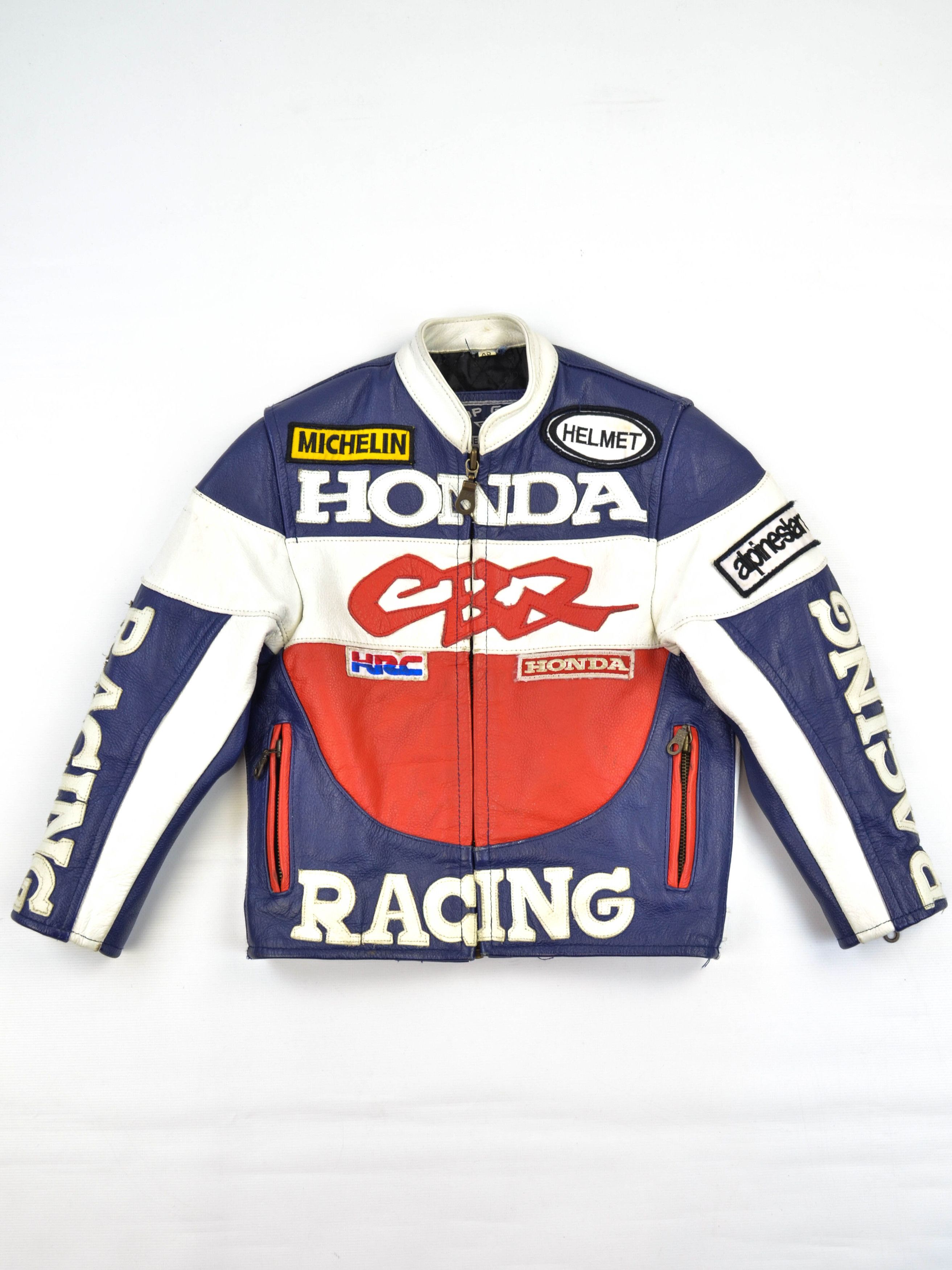 Honda × Leather Jacket × Vintage Kids Honda CBR Racing Leather Biker ...