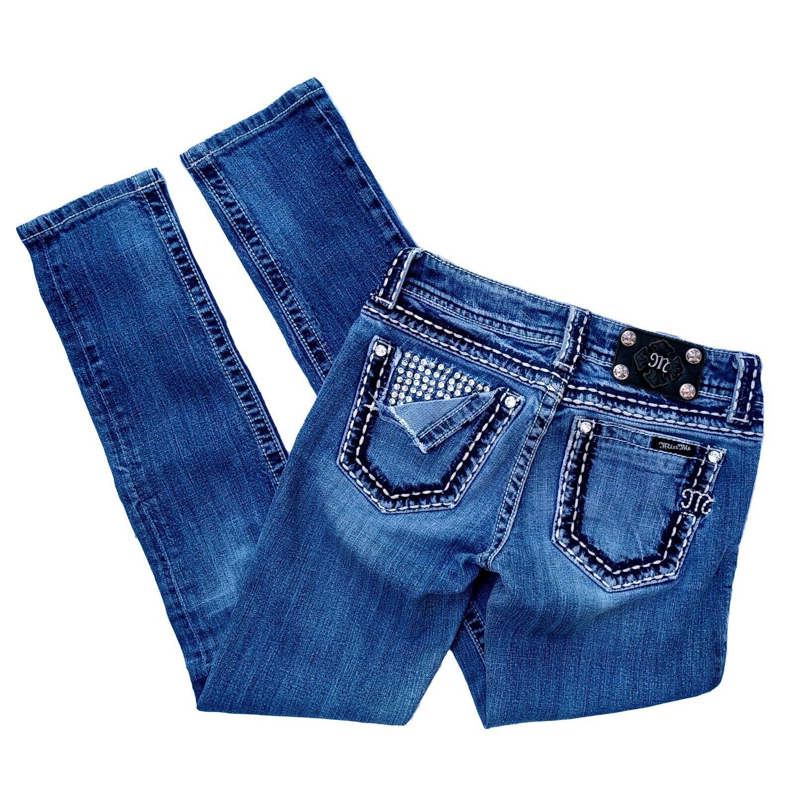 Miss Me Miss Me Rhinestone Bling Folded Pocket Acid Wash Jeans | Grailed