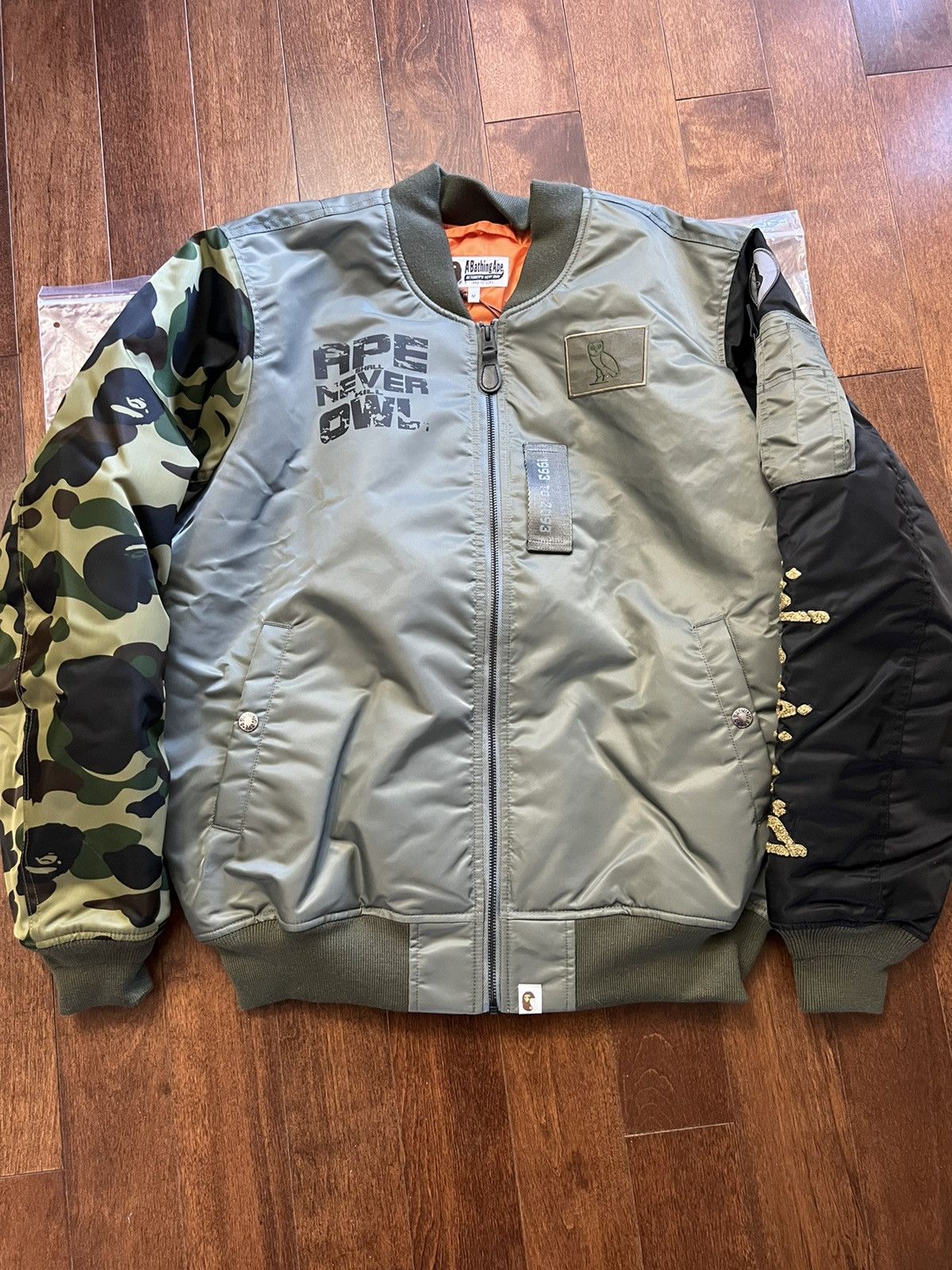 Bape × Octobers Very Own OVO X BAPE MA-1 Bomber Jacket | Grailed