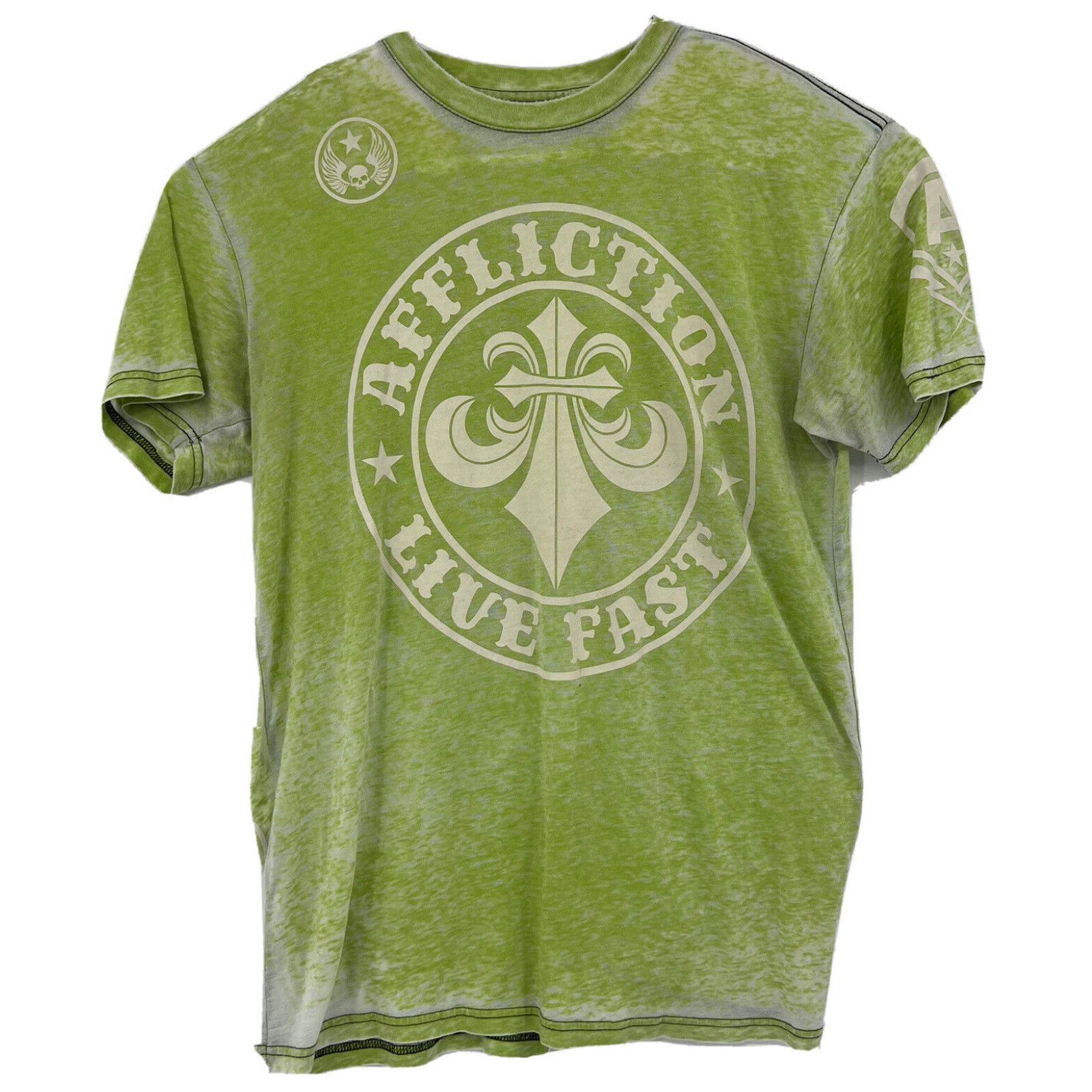 Affliction Affliction Live Fast T Shirt Front & Back Graphic XL Green ...