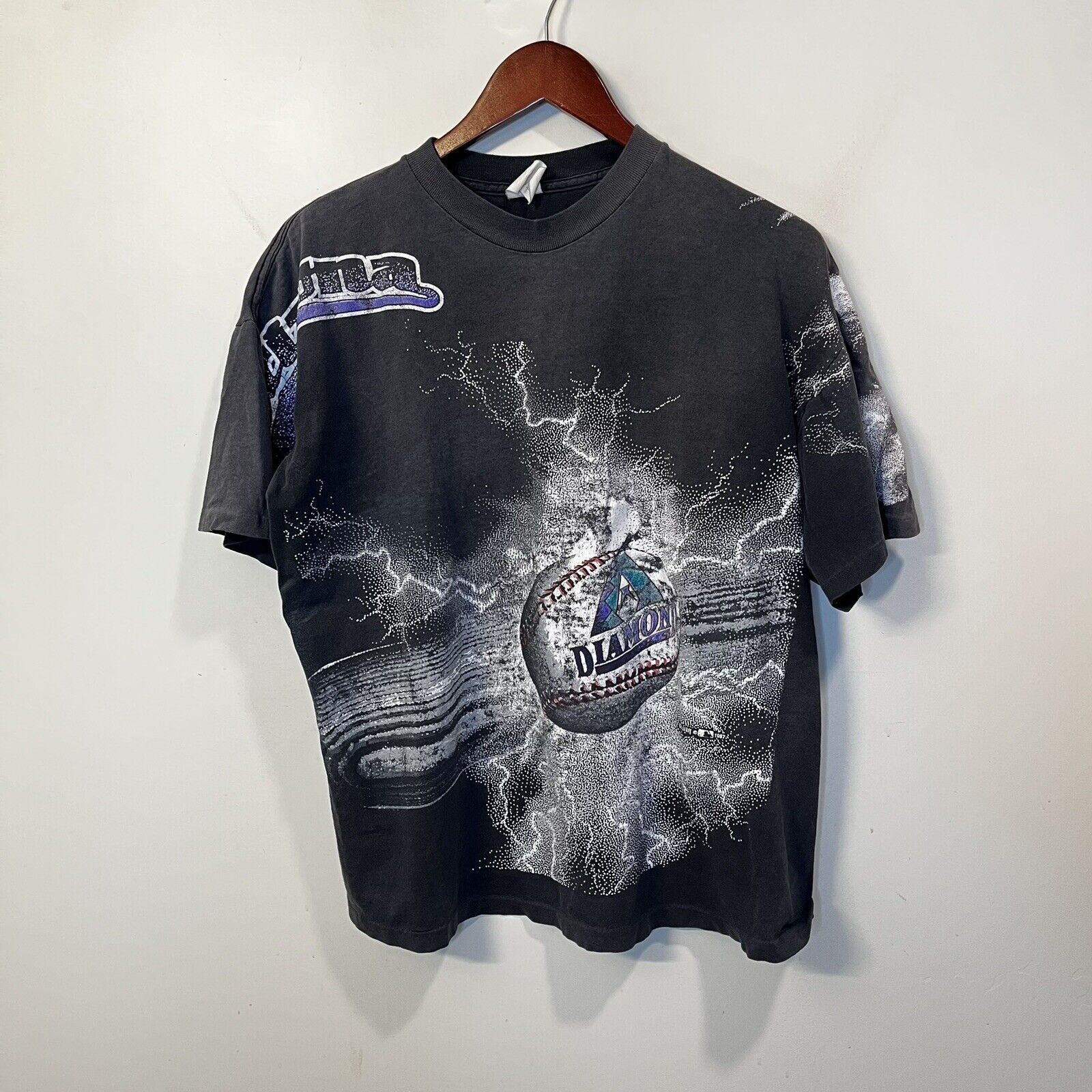 MLB × Vintage vtg 90s Arizona Diamondbacks All Over Print Black T Shirt ...
