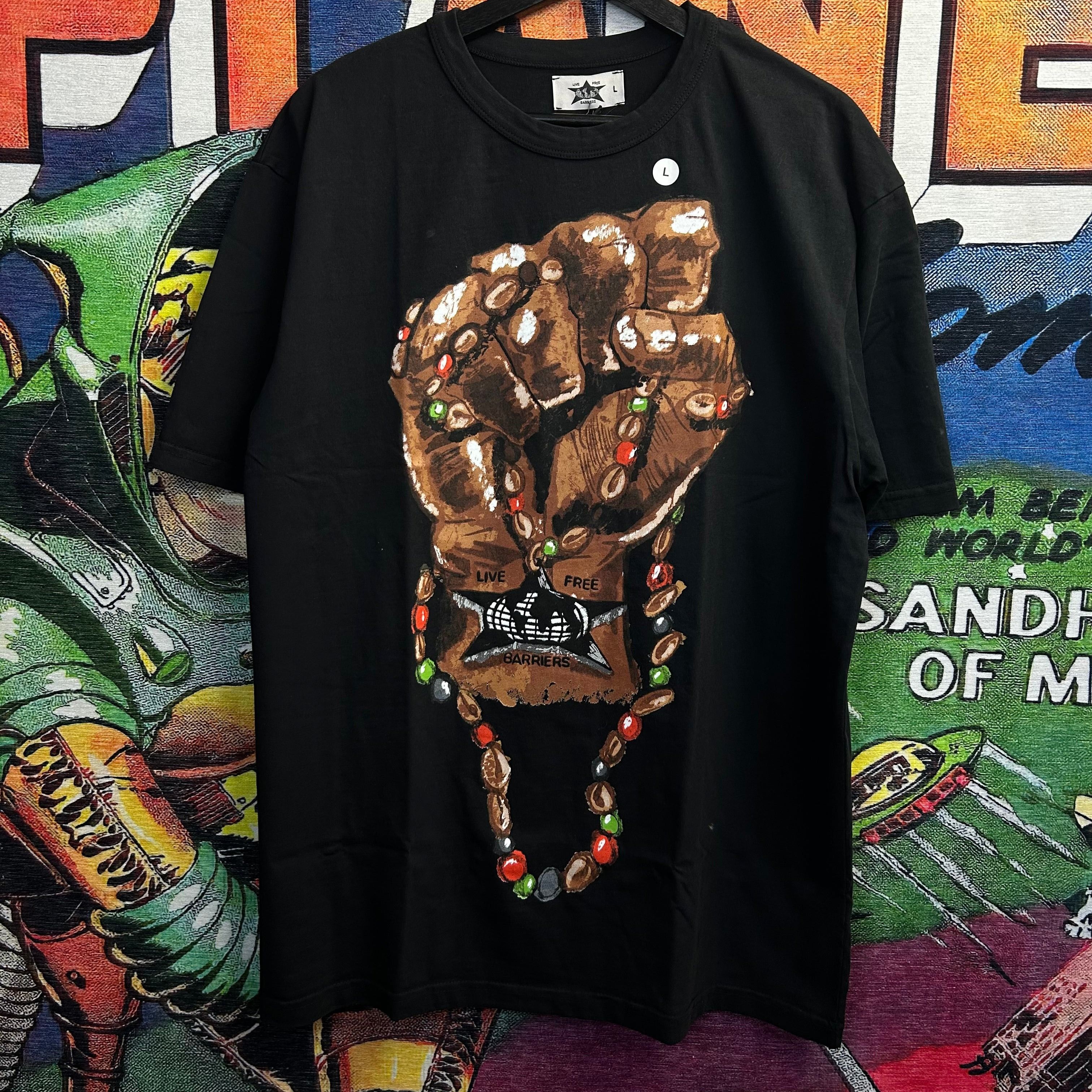 Barriers Barriers Live Free Black Power Fist Tee Size Large | Grailed