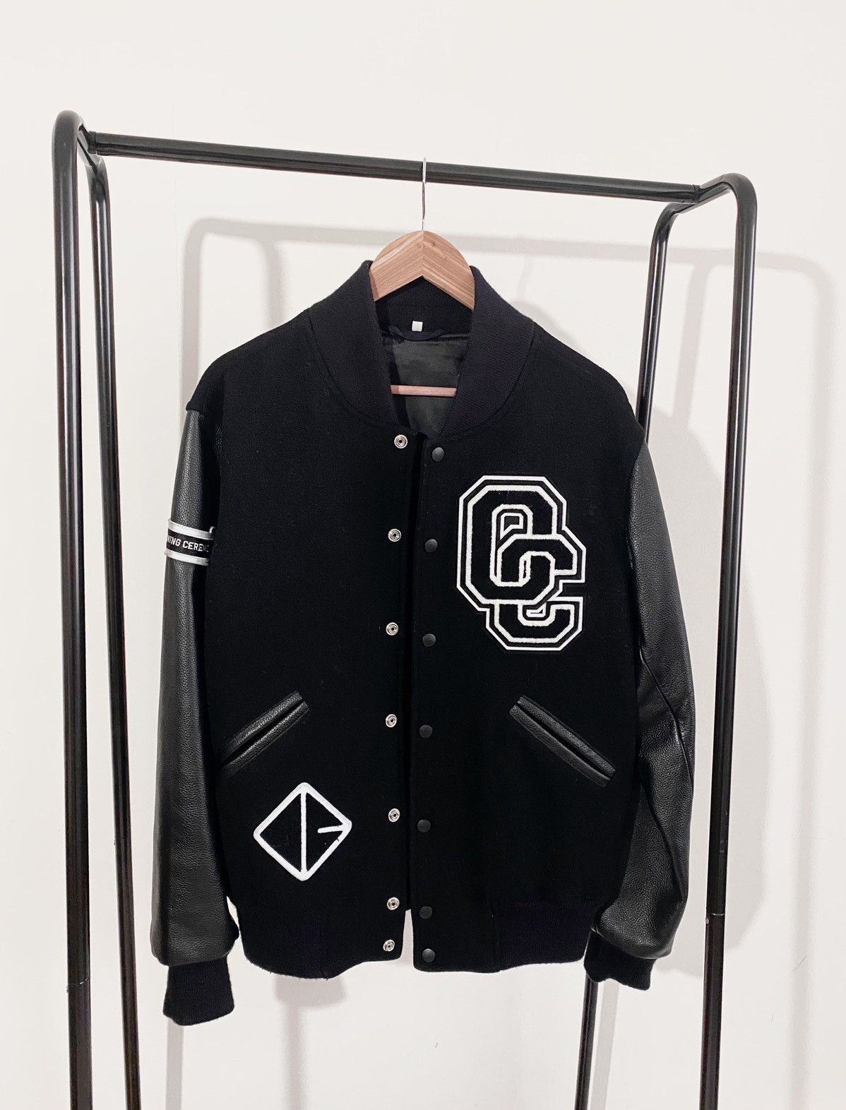 Opening Ceremony OC Wool Leather Varsity Jacket - Black & White - M ...