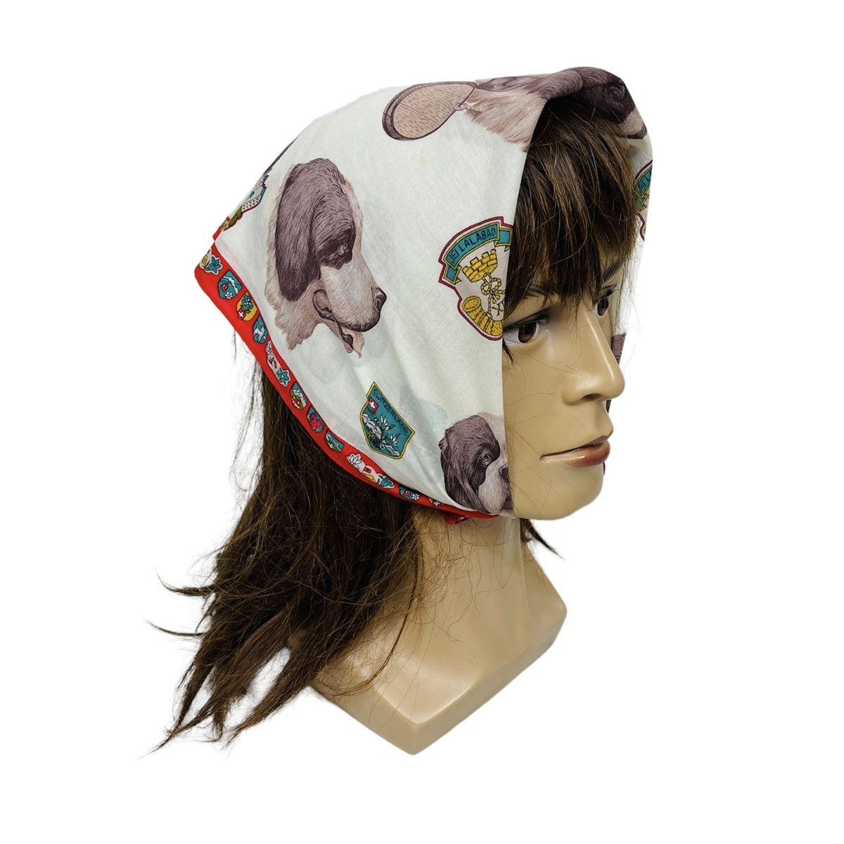 Art × Vintage STEPHEN JONES DOG PUPPY ART BANDANA HANDKERCHIEF SCARF ...