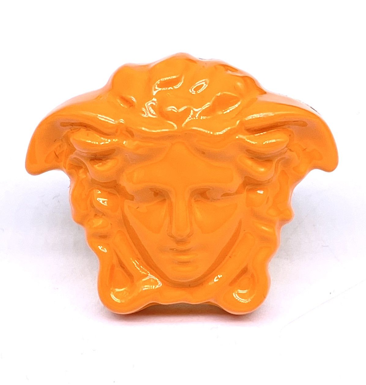 Versace Versace Big medusa ring in gold & Orange enamel, BNWT boxed ...