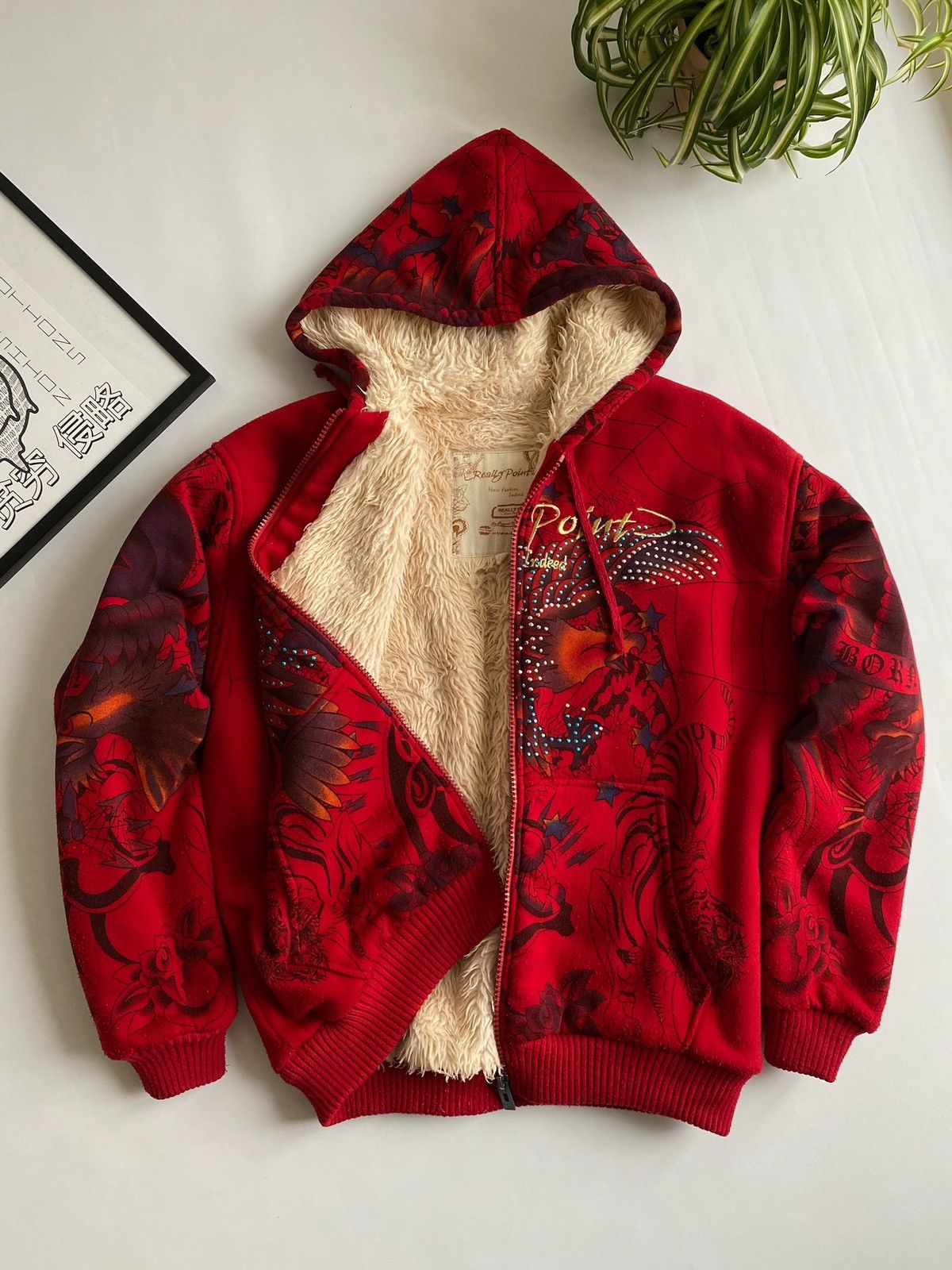 Christian Audigier × Ed Hardy × Vintage Vintage Really Point Hoodie Zip ...