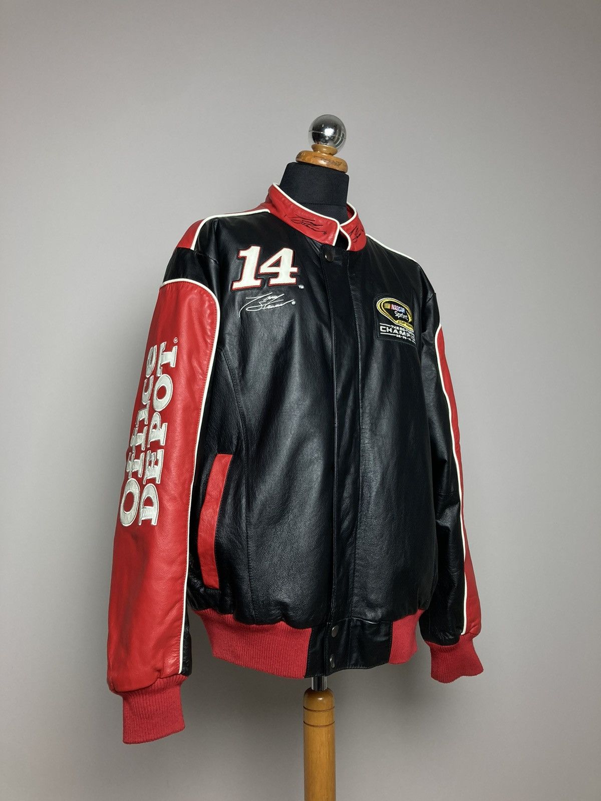 NASCAR × Racing Tony Stewart Leather Nascar jacket Office Deport | Grailed