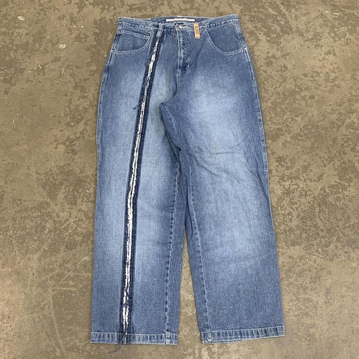 Vintage vintage 90s Pure Playaz light wash baggy striped denim jeans ...