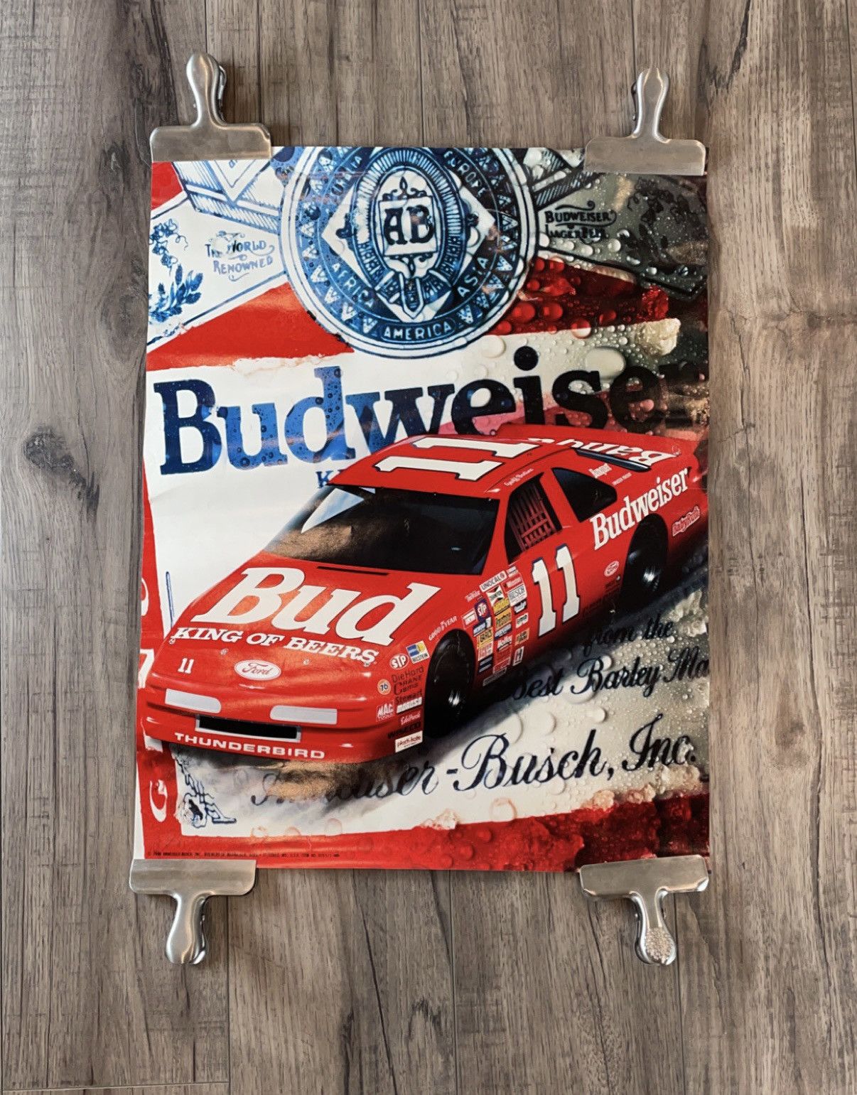 Streetwear × Vintage 1990 vintage Budweiser racing beer poster | Grailed