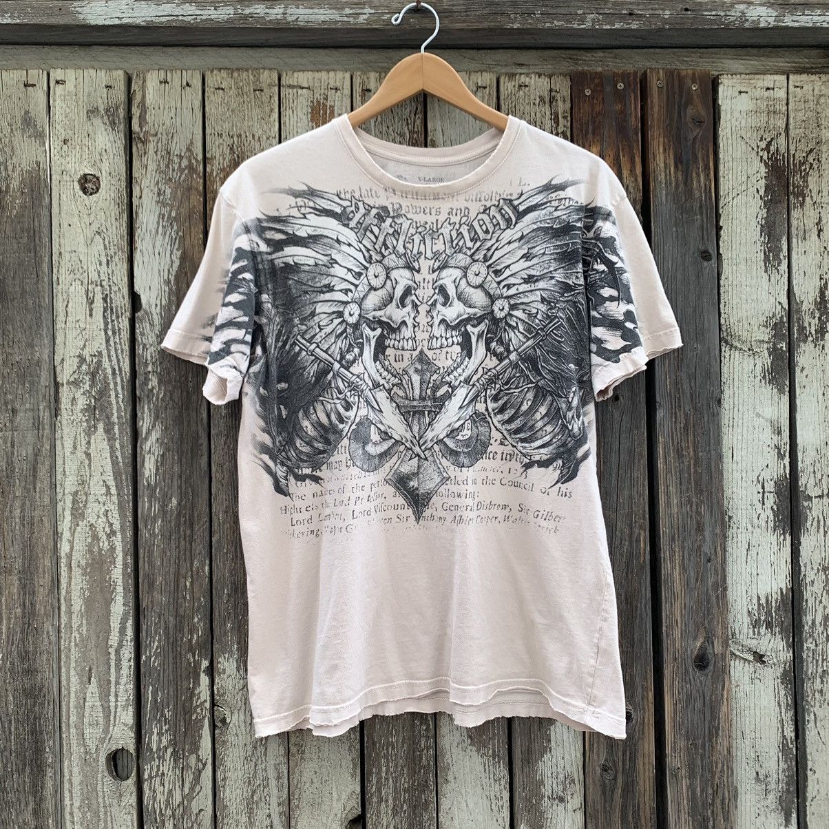 Affliction × Made In Usa Affliction Screaming Skulls Fleur-de-lis T ...