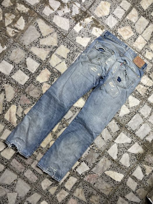 Levi's VINTAGE LEVI’S 501 WASHED BLUE RIPPED DENIM JEANS W32 L32 | Grailed