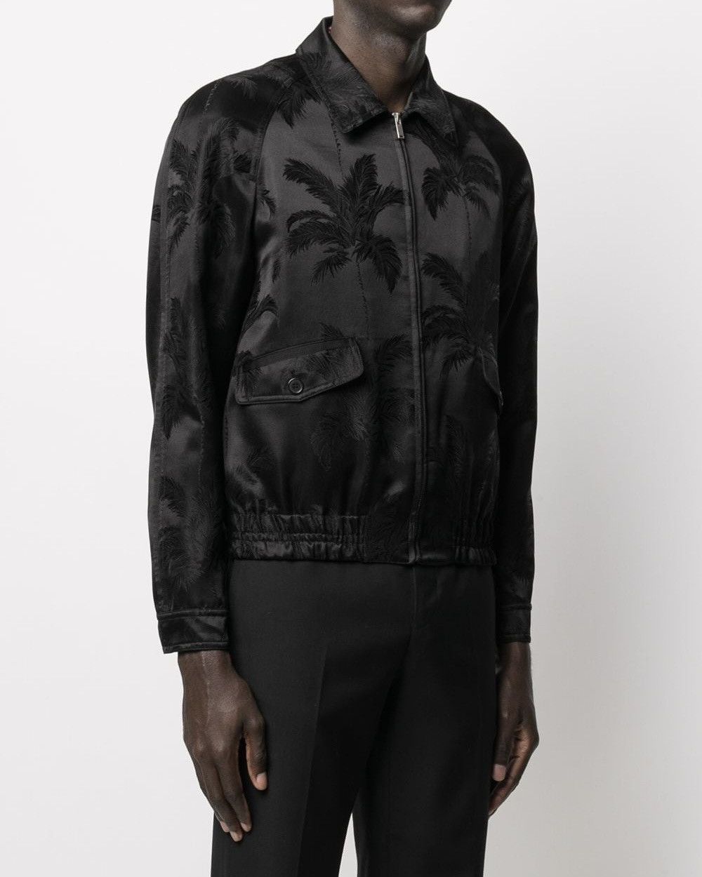 Saint Laurent Paris Saint Laurent Black Satin Palm Tree Jacket | Grailed
