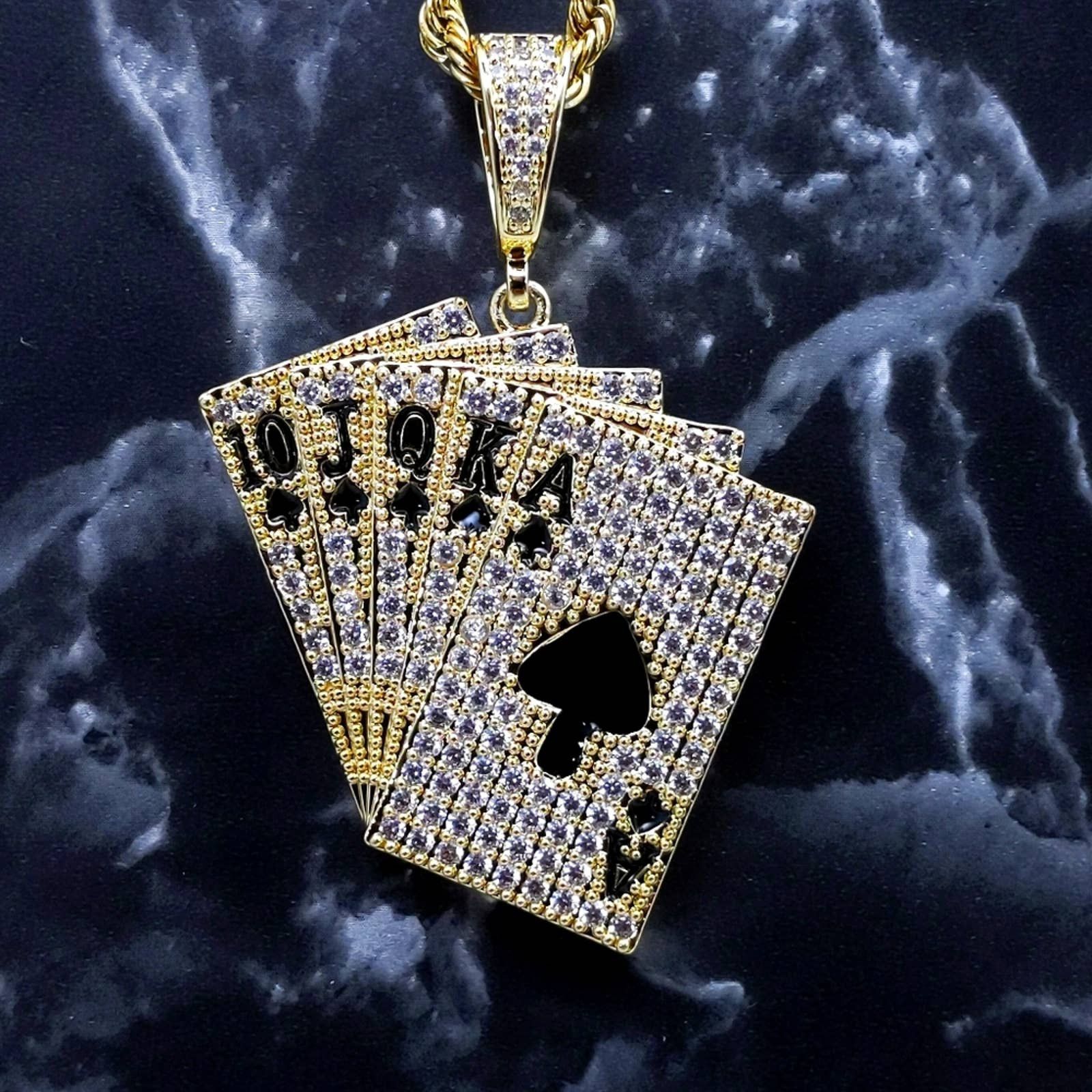 Custom 20"Rope Chain + 14K Gold Finish Spade Cards | Grailed
