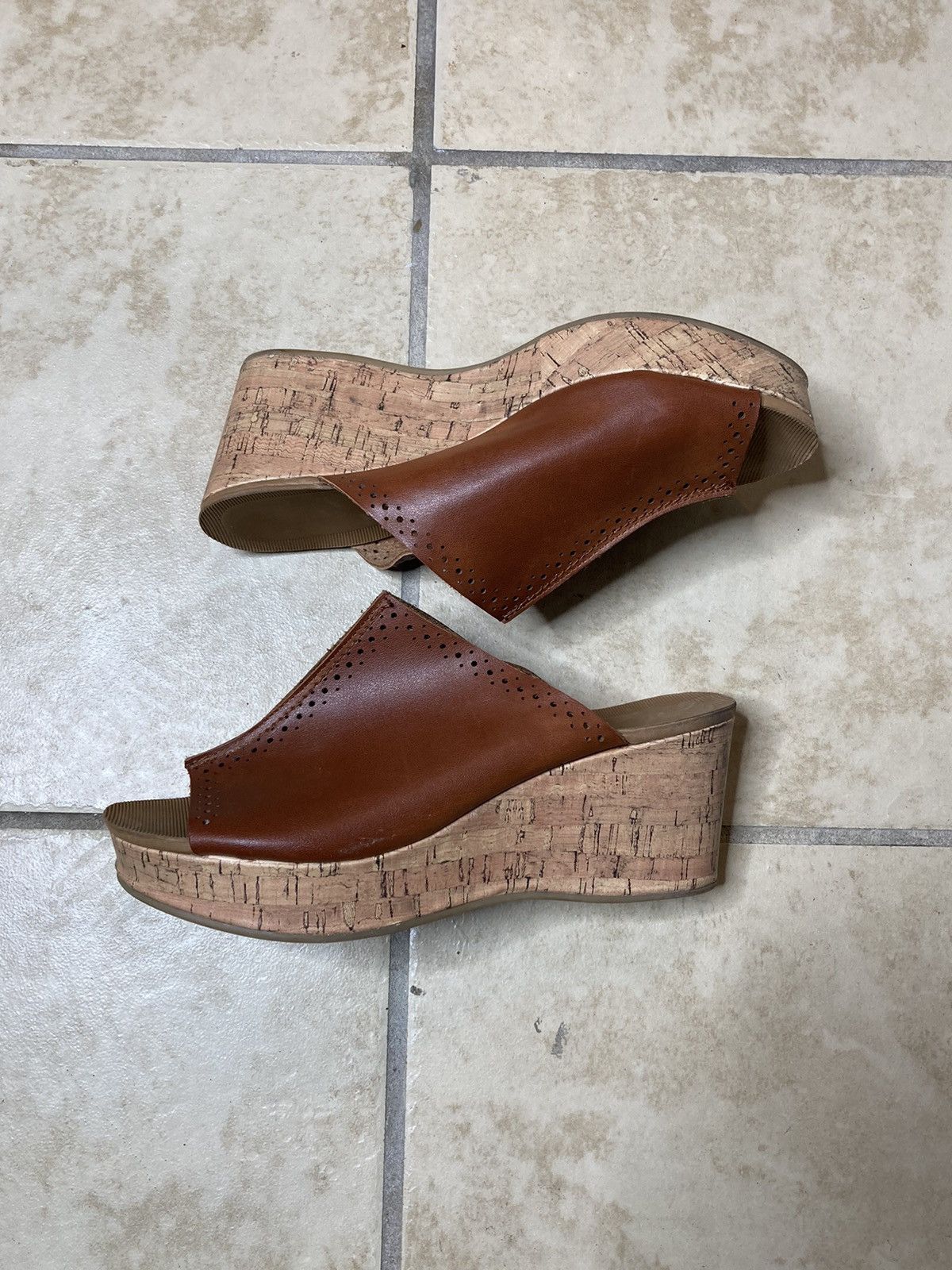 Vintage Vintage Y2K Brown leather Wedge sandals | Grailed