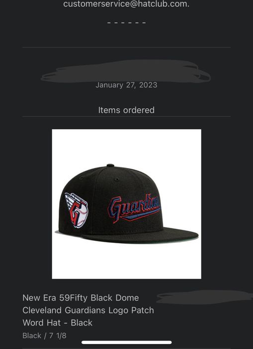 New Era 7 1/8 - Black Dome Cleveland Guardians Logo Patch Fitted Hat ...