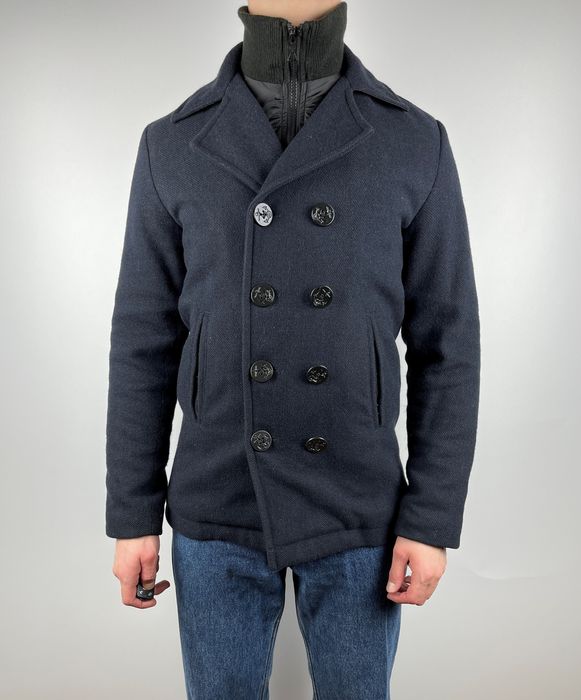 Schott Schott NYC Pea Coat Double Breated Jacket Wool Blend | Grailed